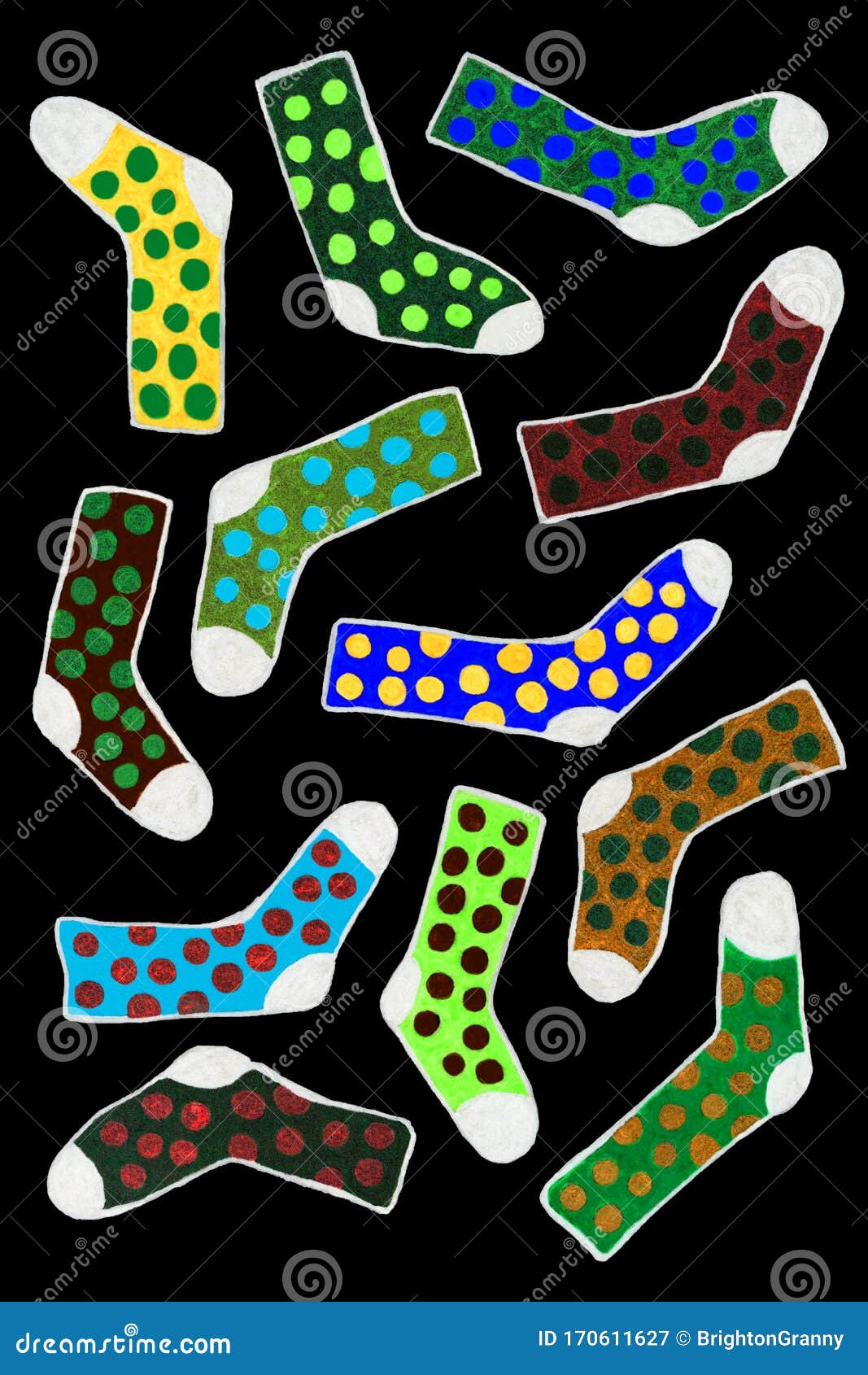 A Colourful Drawing of Lots of Socks. Stock Illustration - Illustration ...