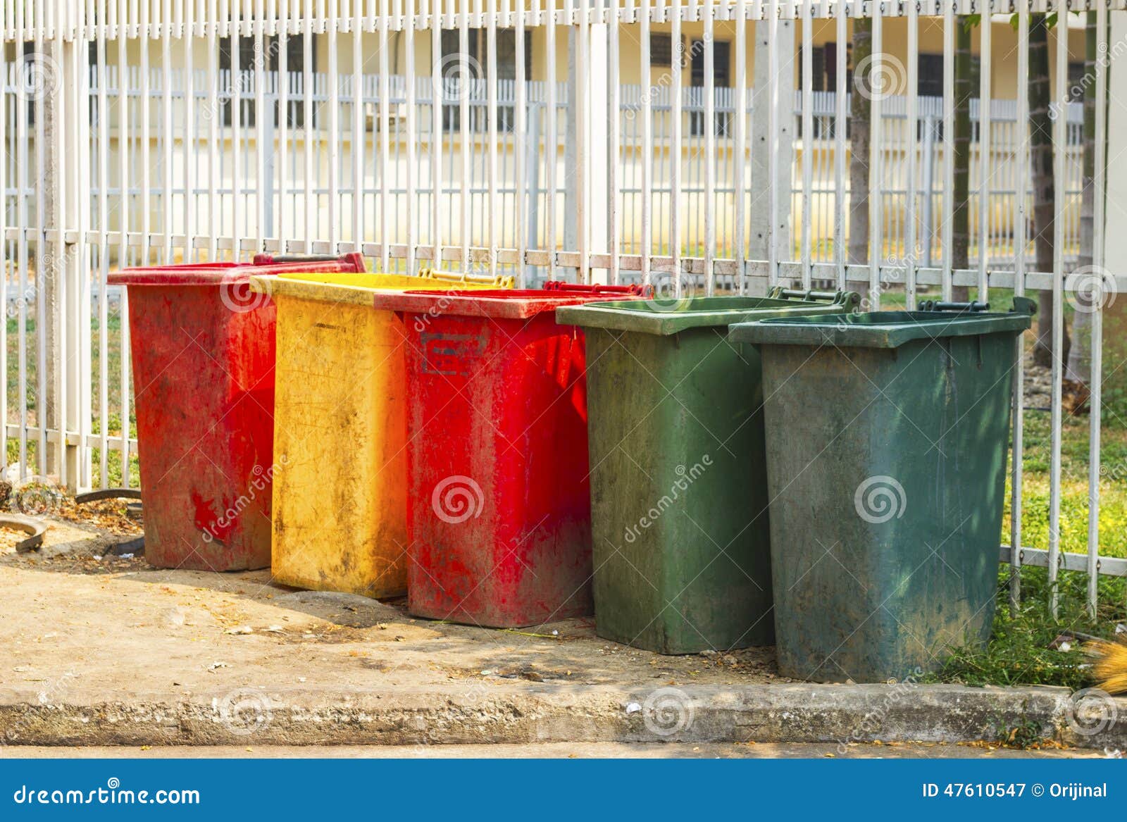 Colourful Dustbins in the Public Area of a Port Stock Image - Image of ...