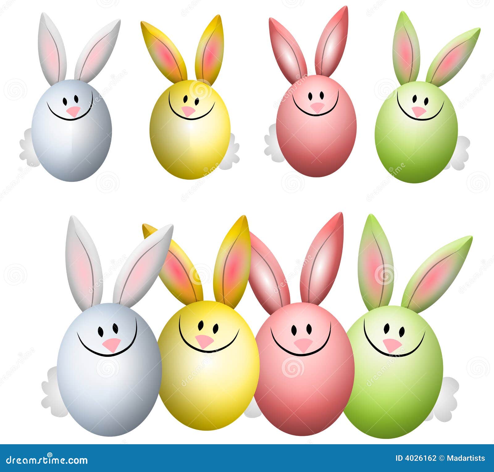 Colourful Easter Egg Bunny Rabbits Stock Illustration - Illustration of ...