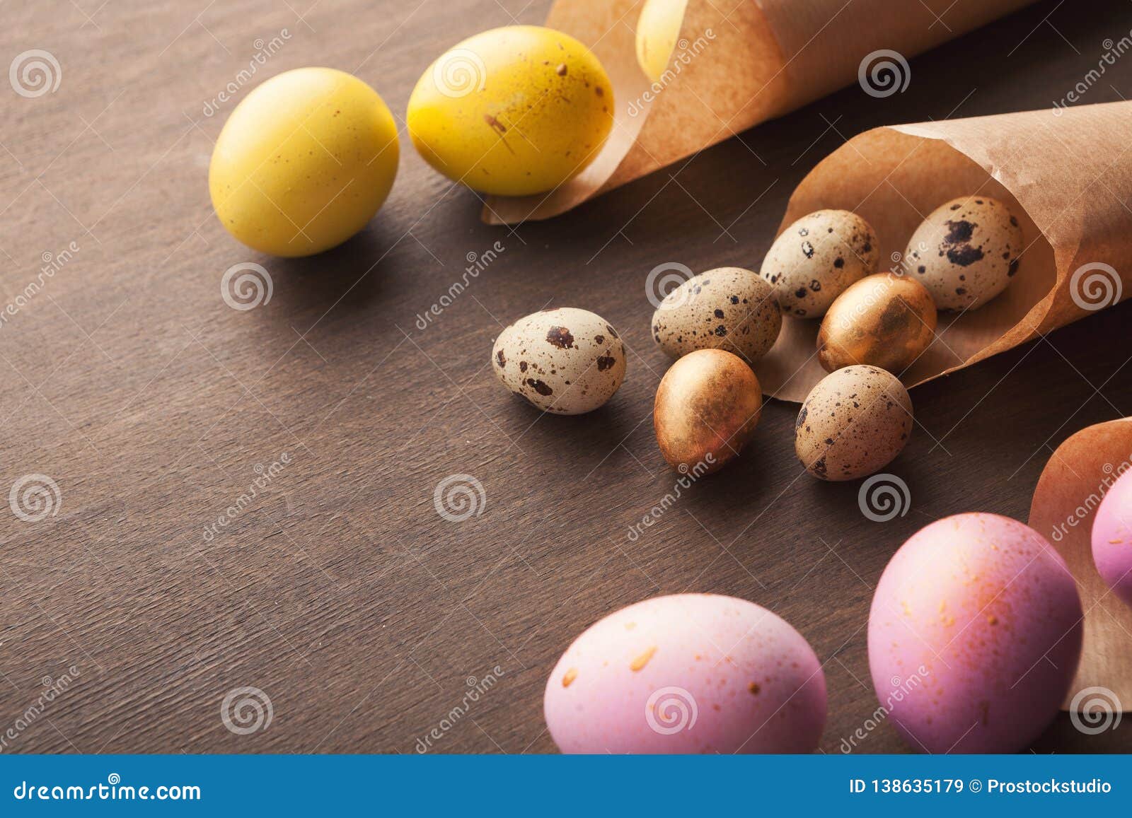 Colourful Eggs in Craft Paper Cornets Stock Image - Image of color ...