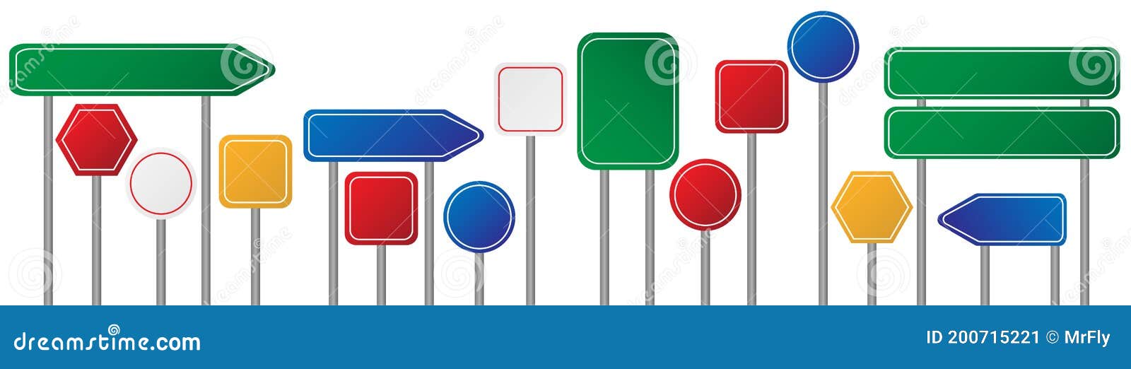 Colourful Empty Road Signs Template, Vector Illustration Stock Vector ...