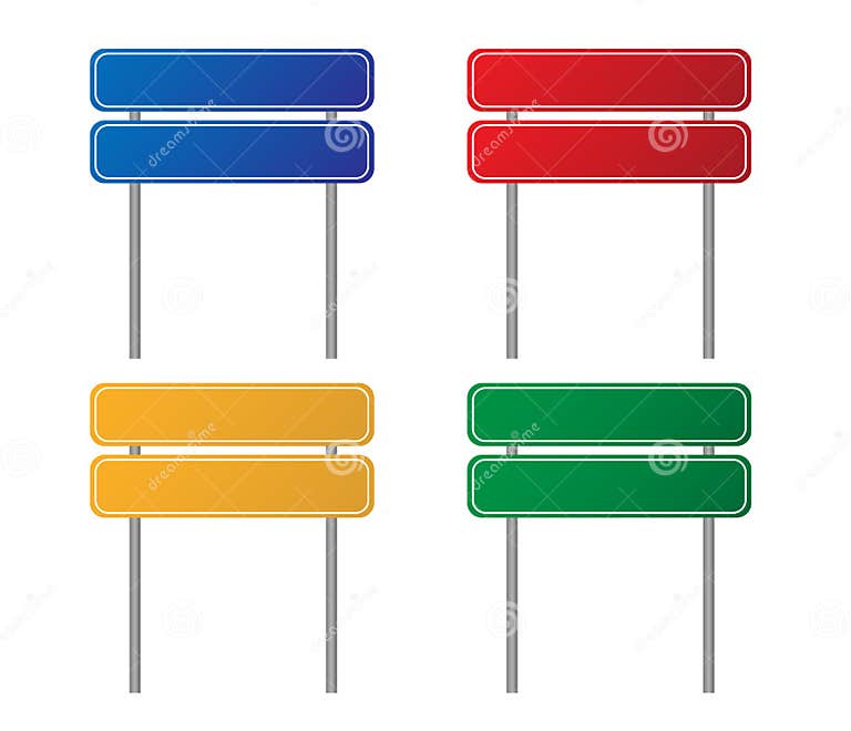 Colourful Empty Road Signs Template, Vector Illustration Stock Vector ...
