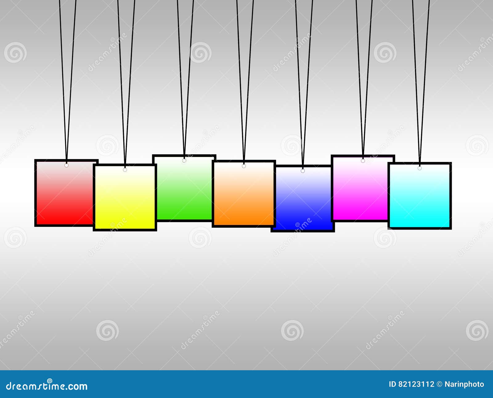 Colourful Empty Tags Hanging Against Grey Background Stock Illustration ...