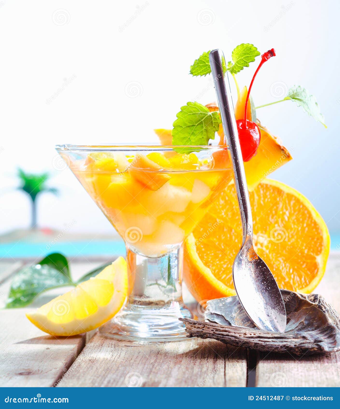 Colourful Exotic Fruit Cocktail Stock Image - Image of dessert ...