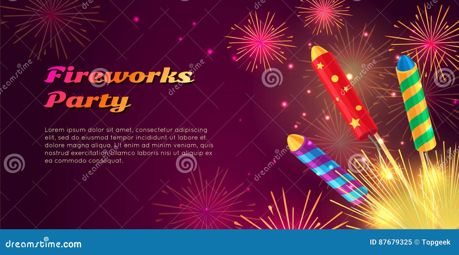 Colourful Exploding Rockets On Bright Background Cartoon Vector ...