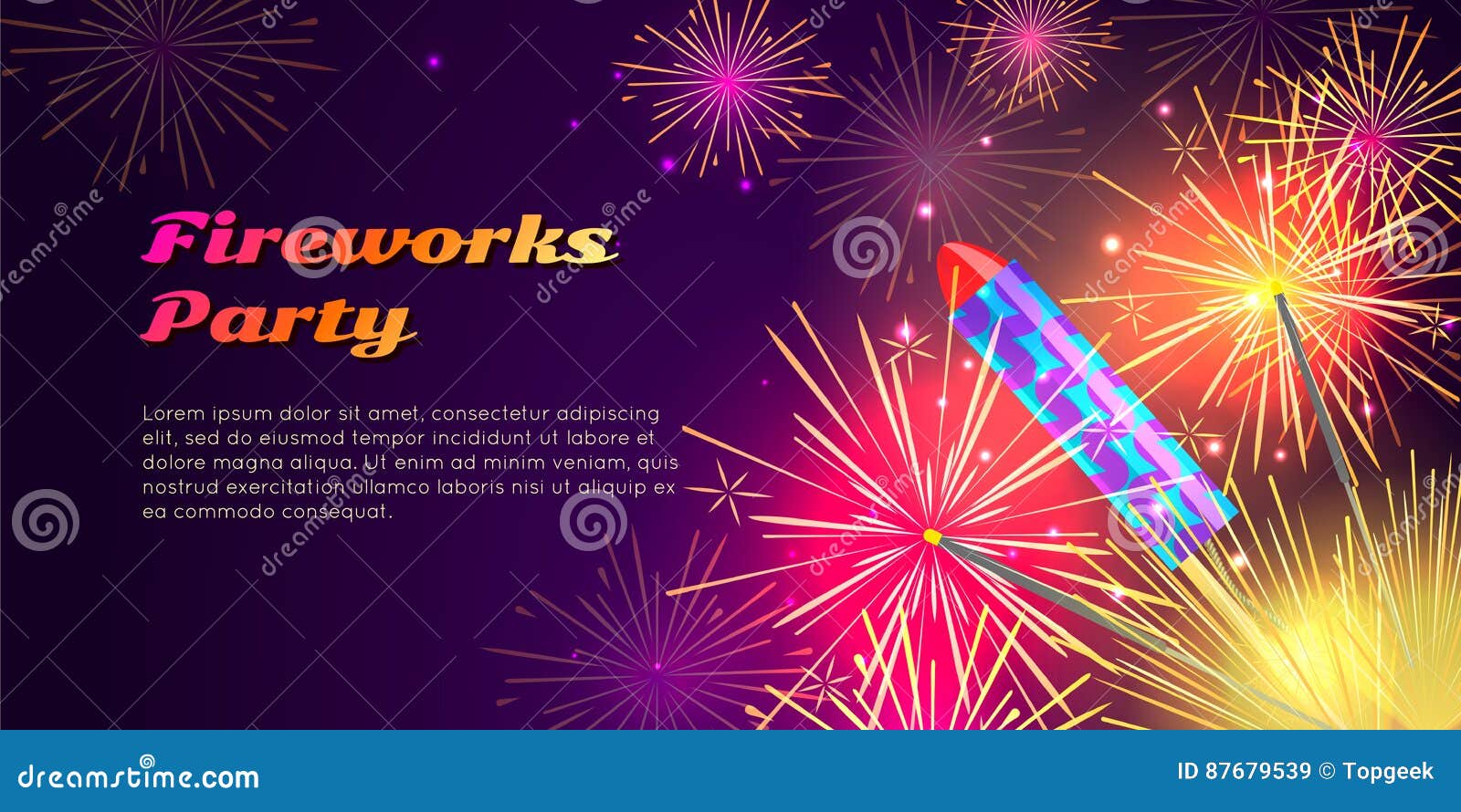 Colourful Exploding Rockets On Bright Background Cartoon Vector ...