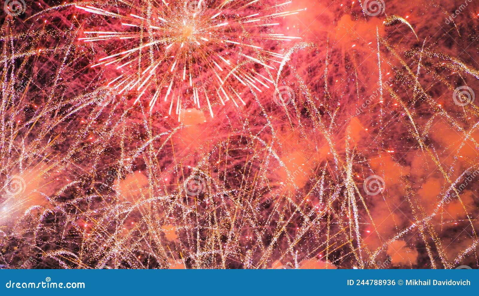A Colourful Explosion of Red Fireworks in the Night Sky. Stock Photo ...