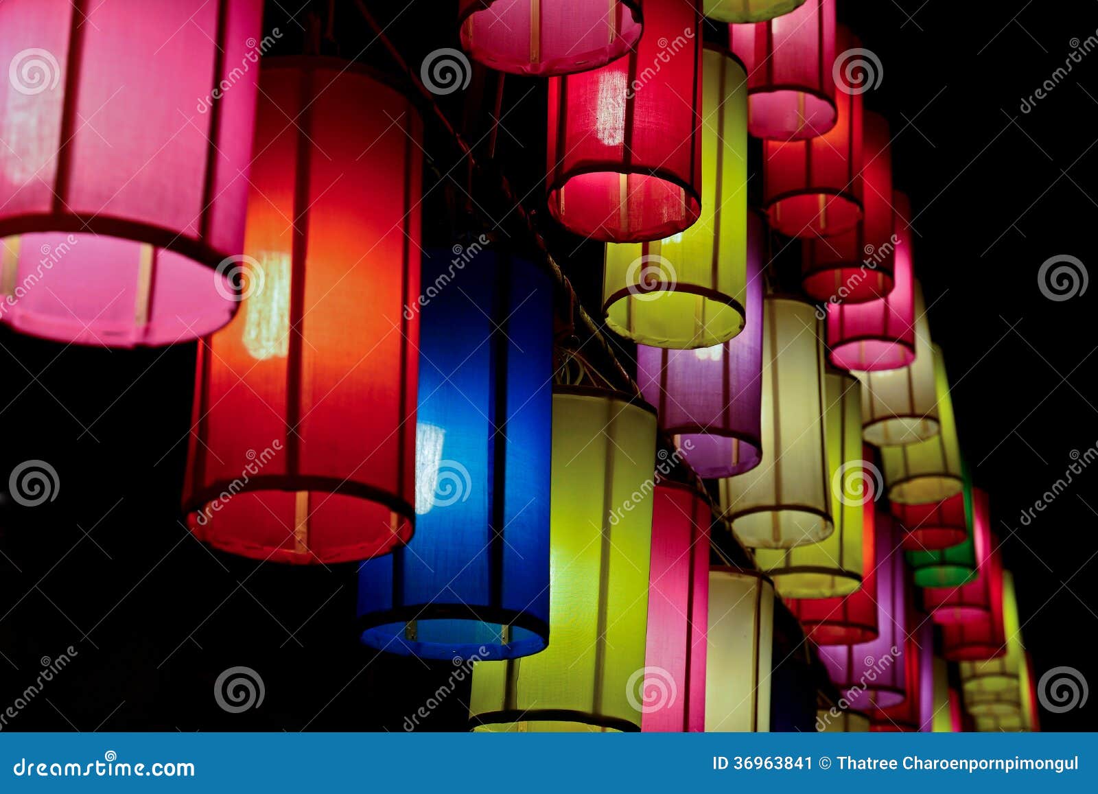 Colourful fabric lanterns stock image. Image of blue - 36963841