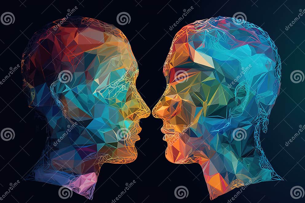 Colourful Faces of Humans with Plain Background. Generative AI Stock ...