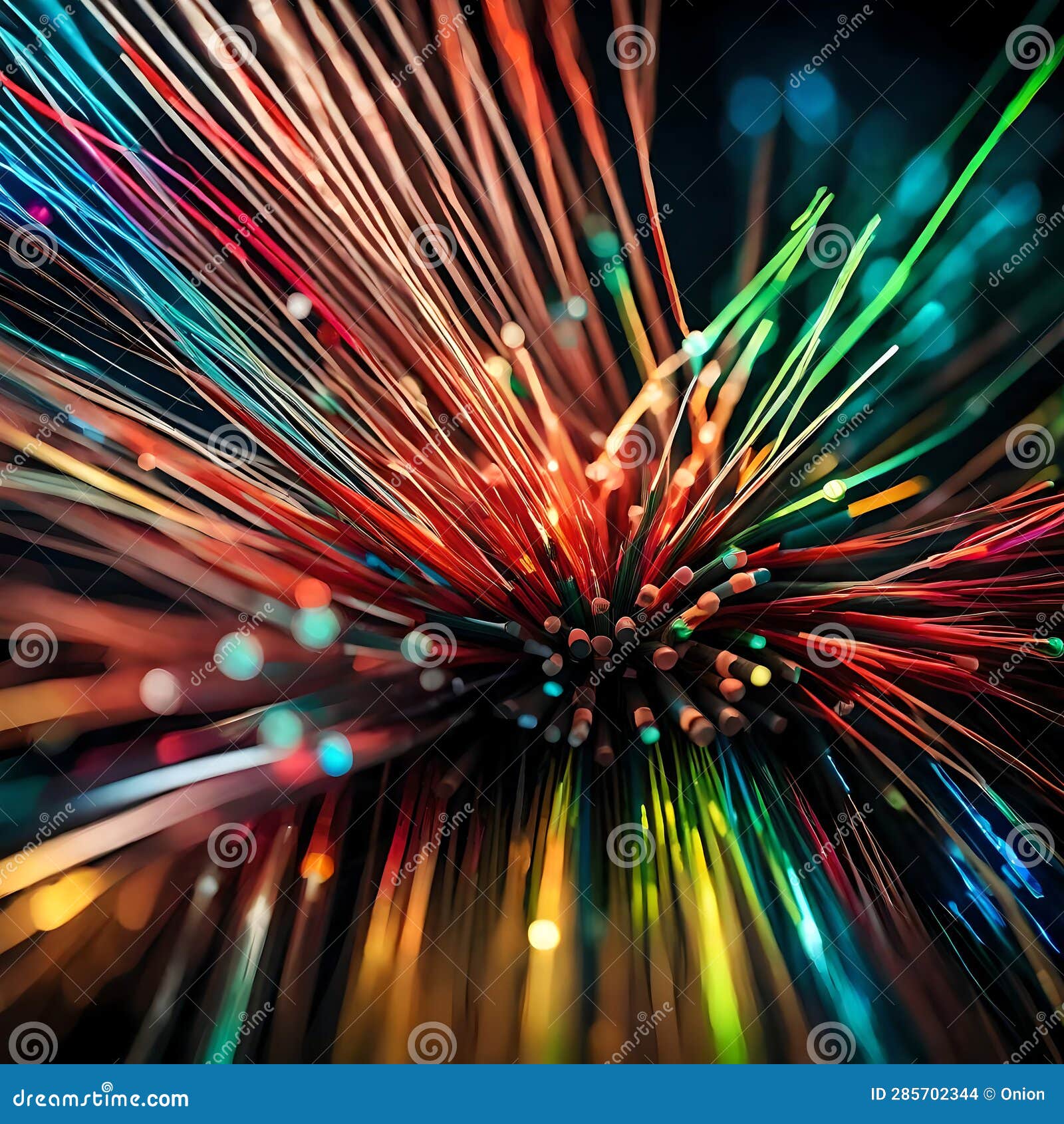 Colorful Fibre Cable Or Optics Wires Cable AI-Created Content Stock ...