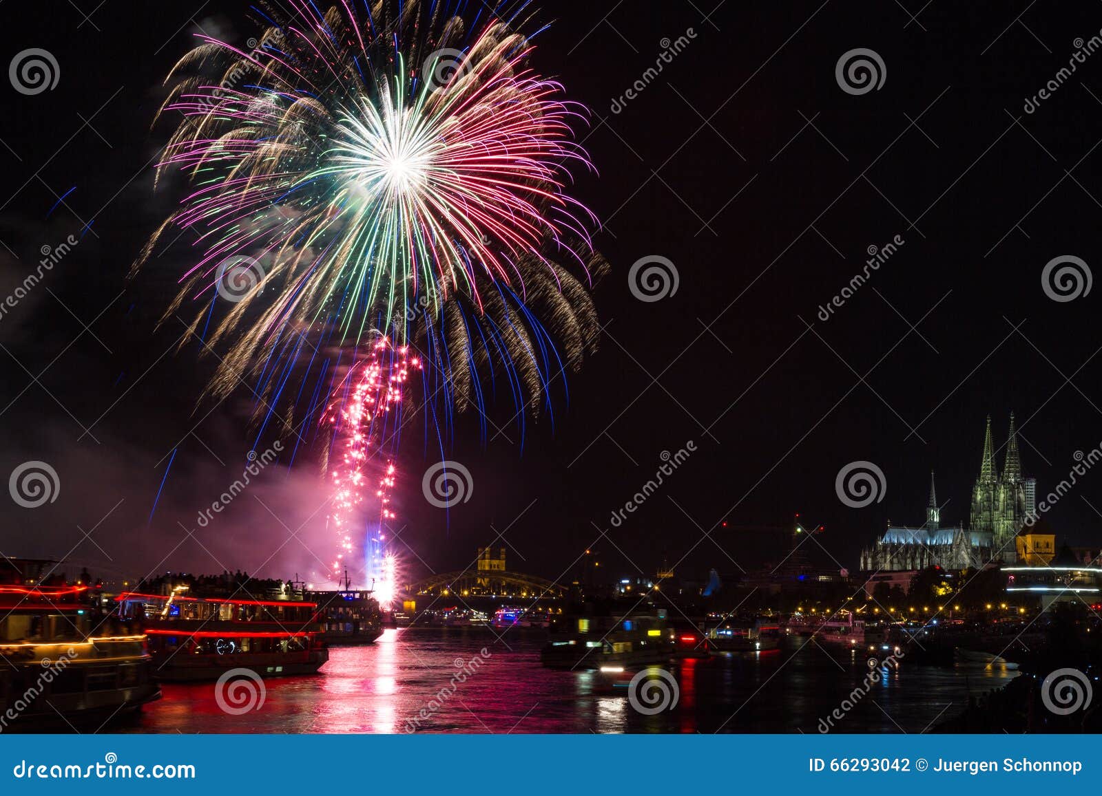 Colourful Firework in Front of the Cathedral of Cologne Stock Photo ...