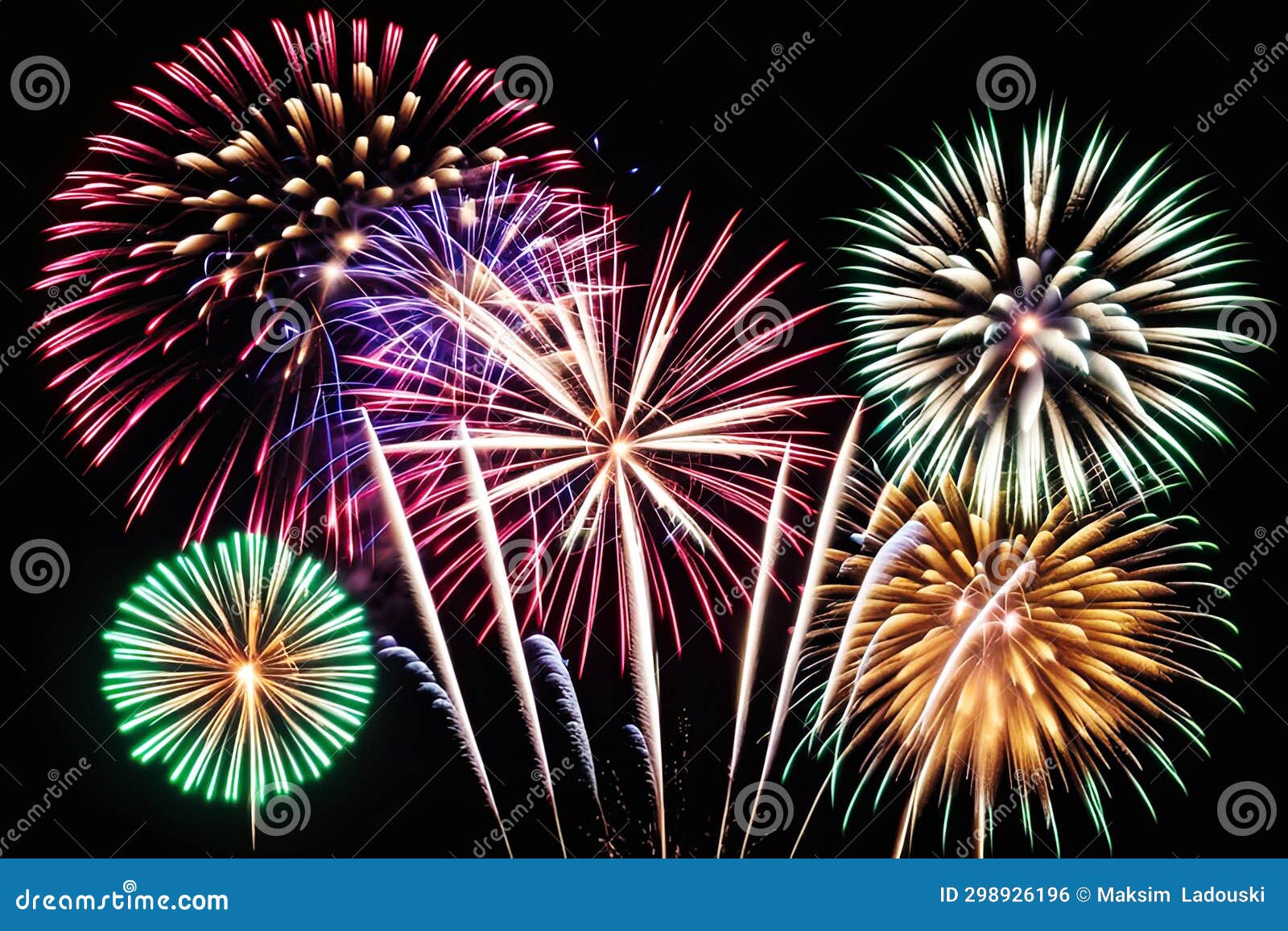 Colourful Firework. Generative AI Stock Photo - Image of night ...