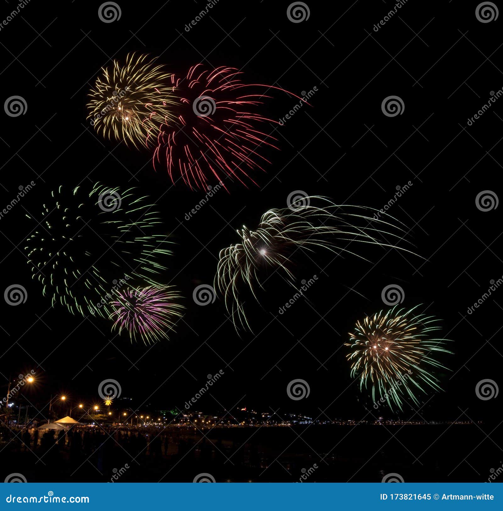 Colourful Fireworks Explosion On Black Background, Pack Of Variety Of ...