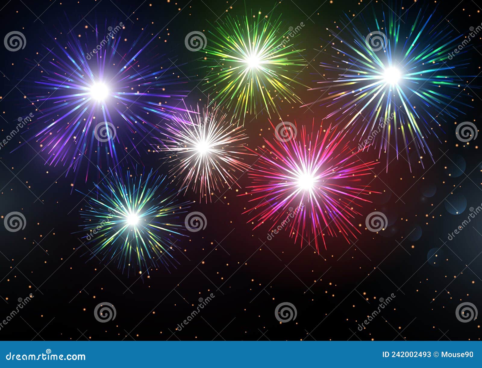 Colourful Fireworks Display Stock Vector - Illustration of night, star ...