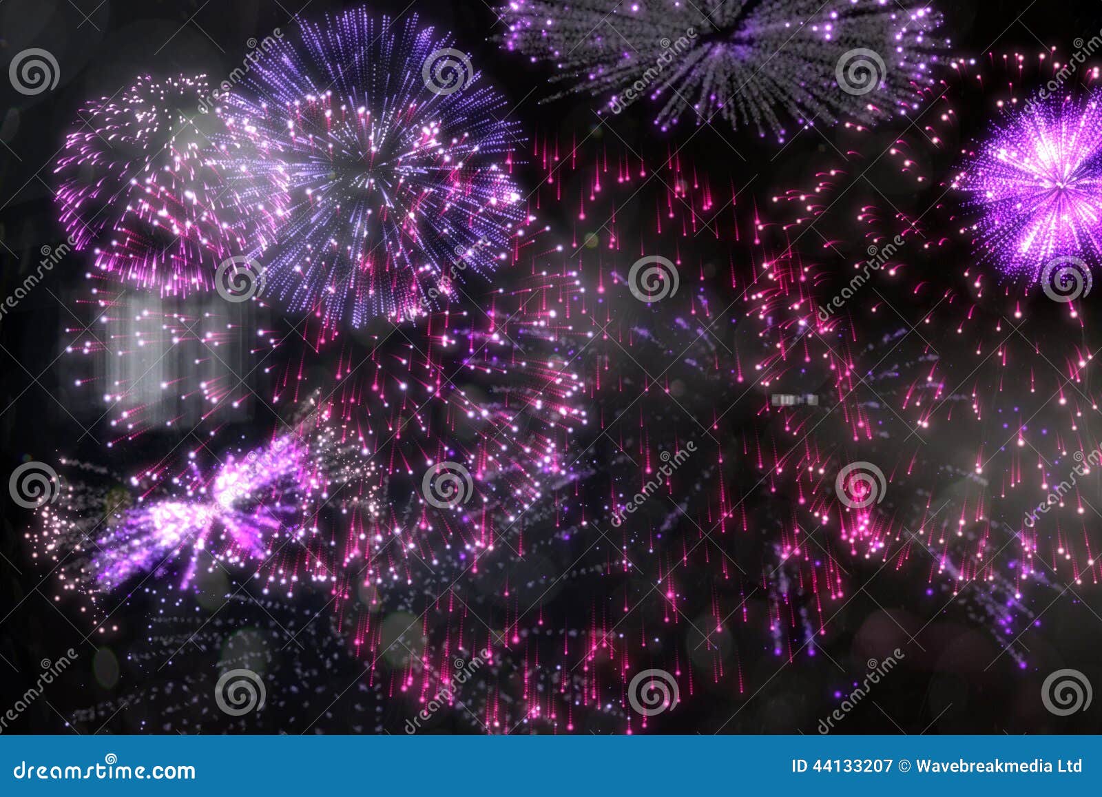Colourful Fireworks Exploding on Black Background Stock Illustration ...