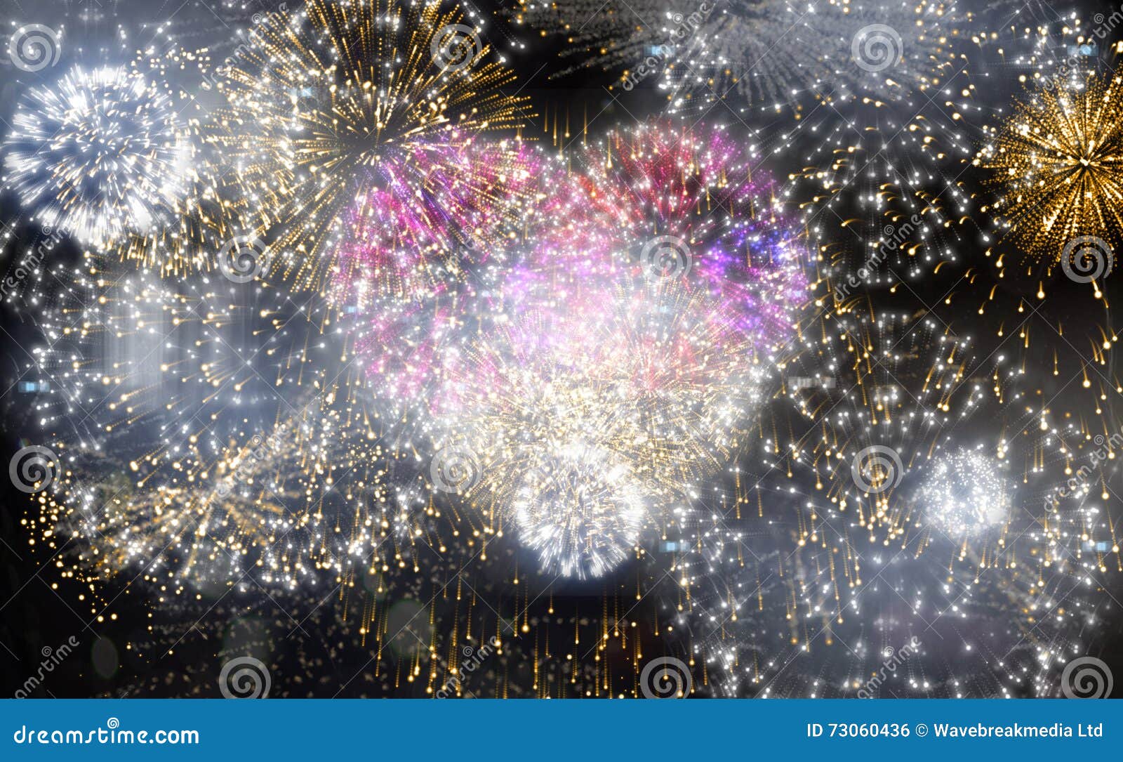 Colourful Fireworks Exploding on Black Background Stock Illustration ...