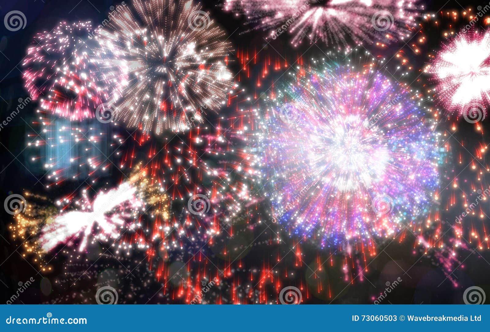 Colourful Fireworks Exploding on Black Background Stock Illustration ...