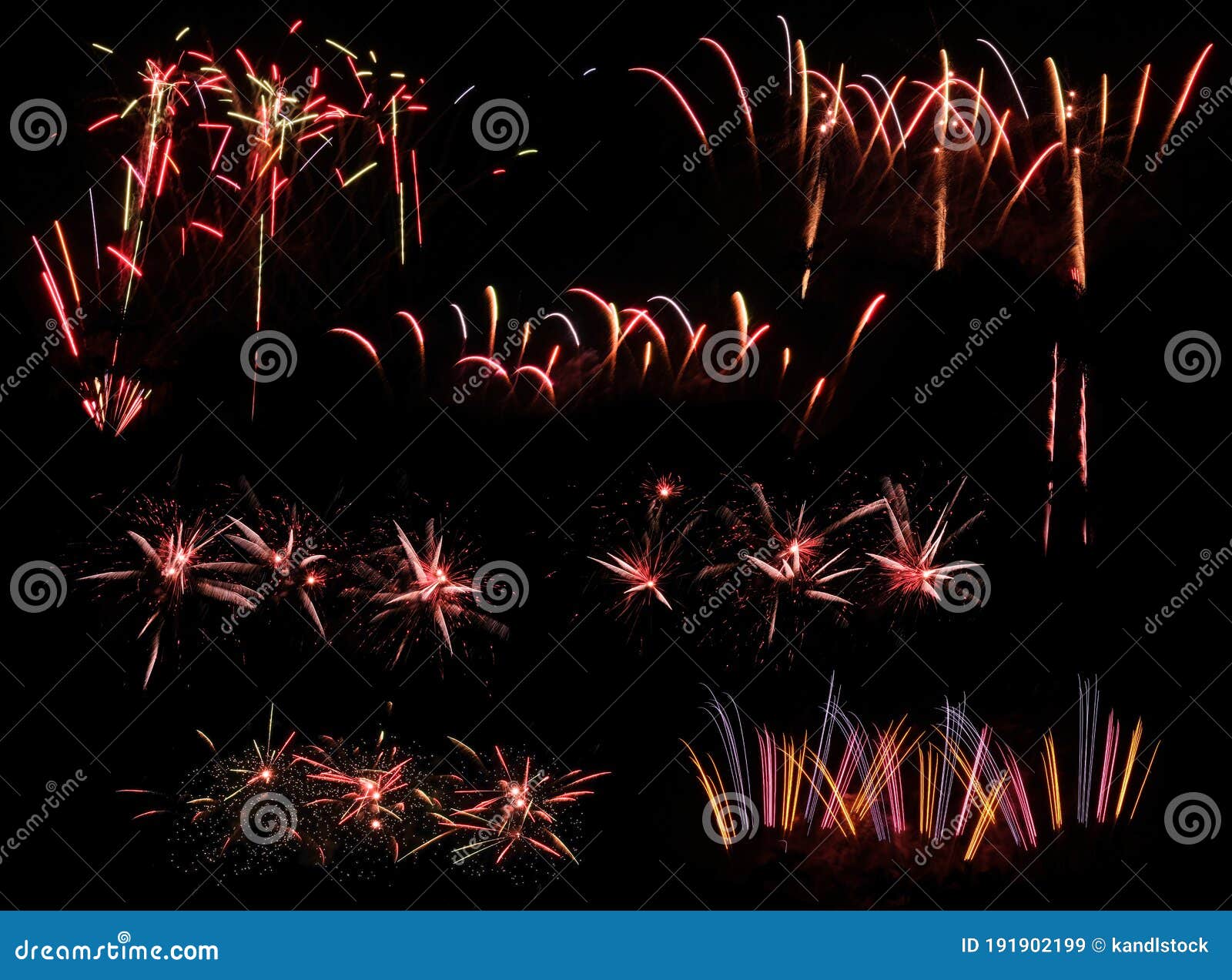 Colourful Fireworks Explosion on Black Background, Pack of Variety of ...