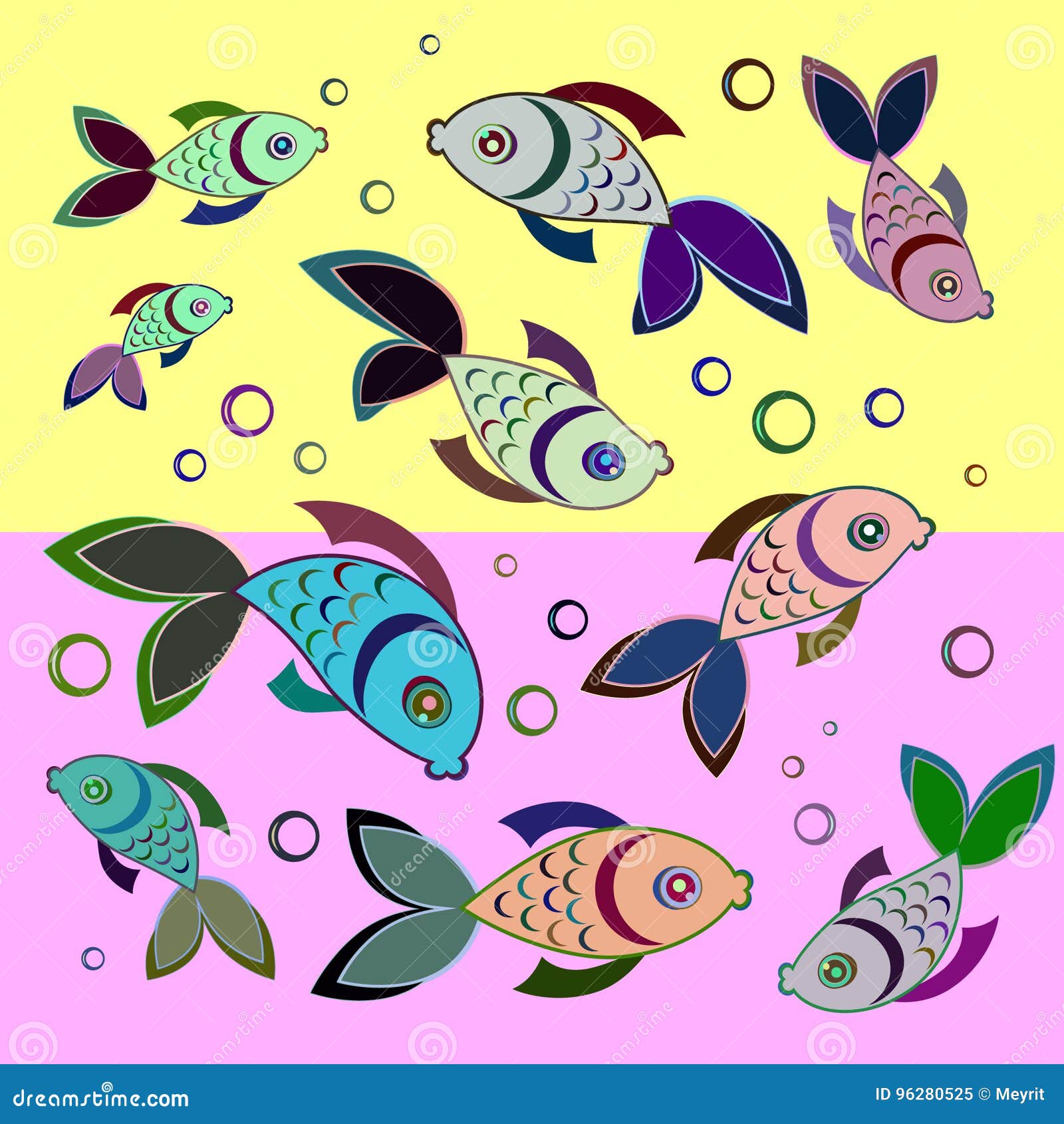 Colourful fish background. stock illustration. Illustration of isolated ...