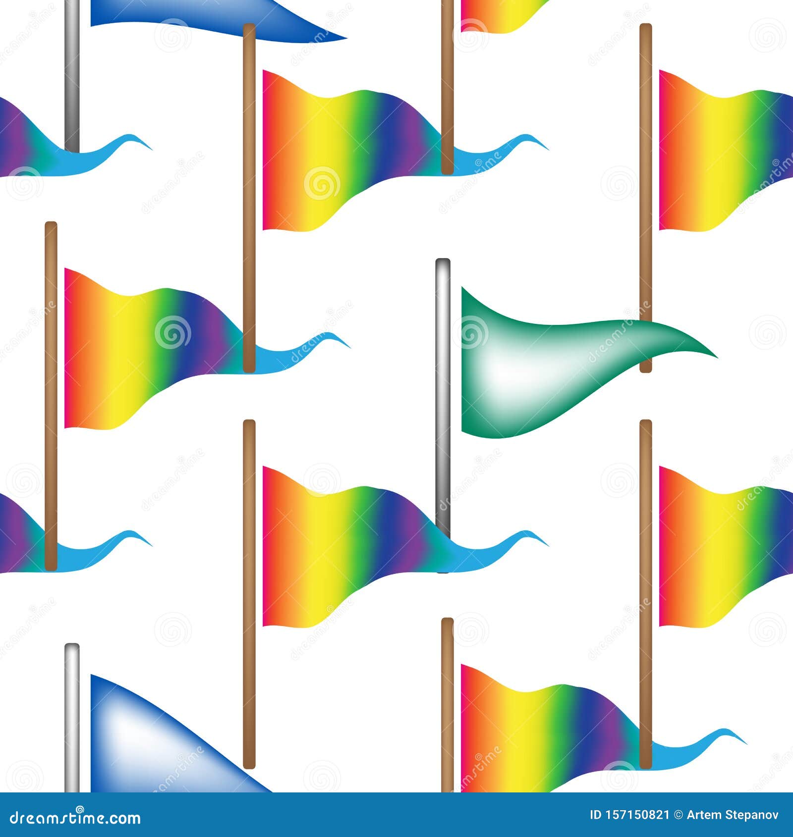 Colourful Flag Vector Seamless Pattern on White Background Stock Vector ...