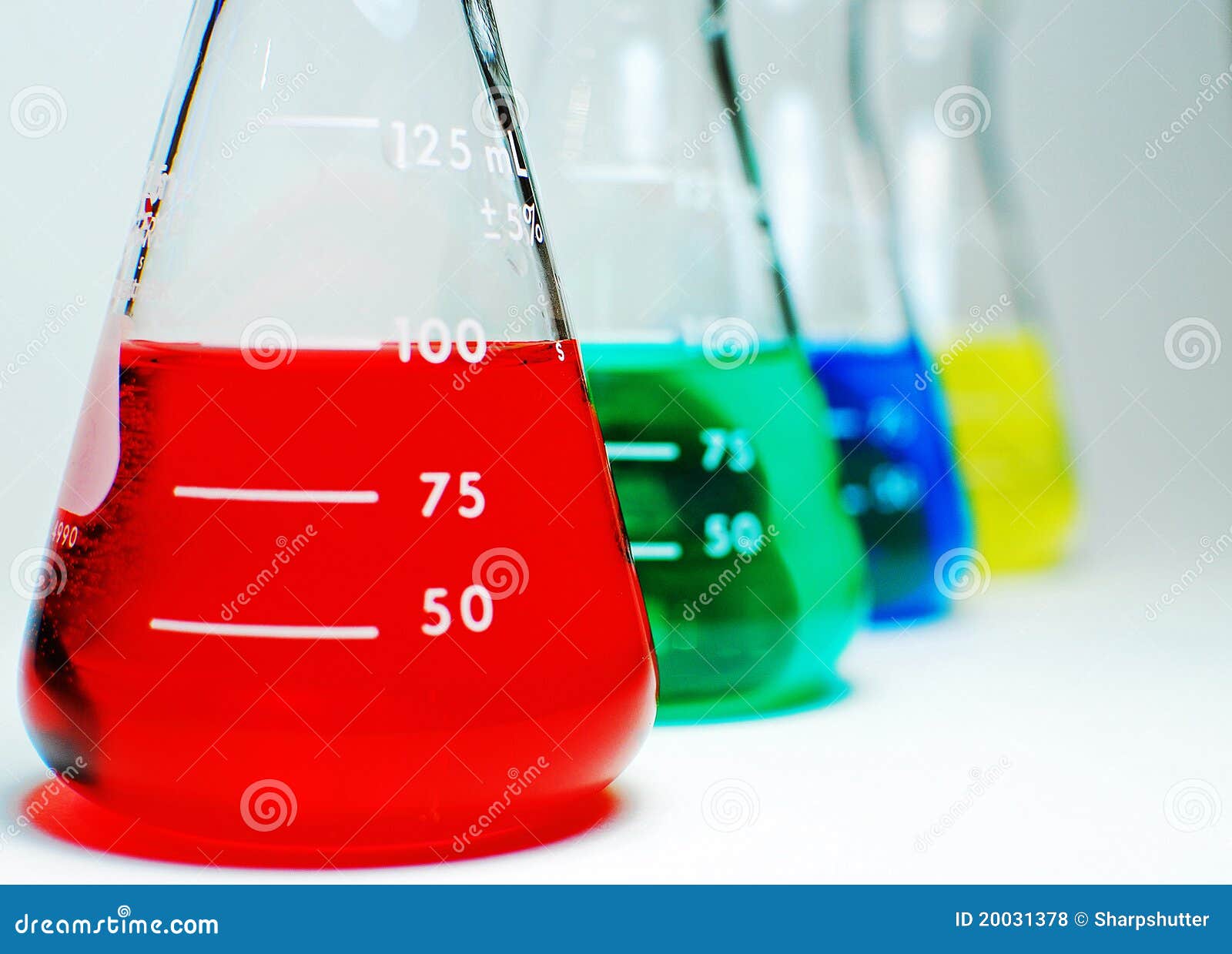 Colourful Flasks stock photo. Image of focus, volume - 20031378