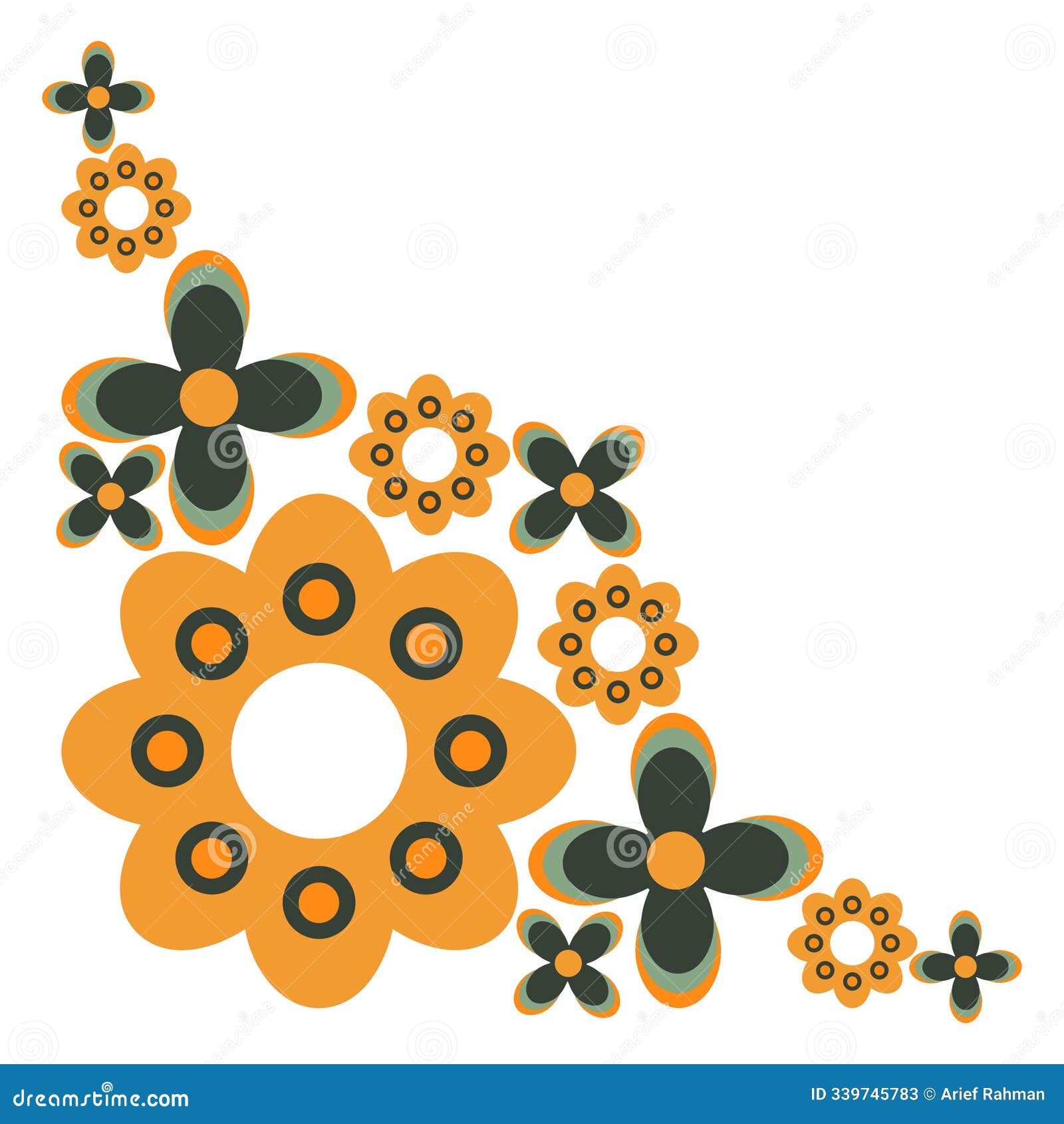 Colourful Flower Frame Corner Stock Illustration - Illustration of ...