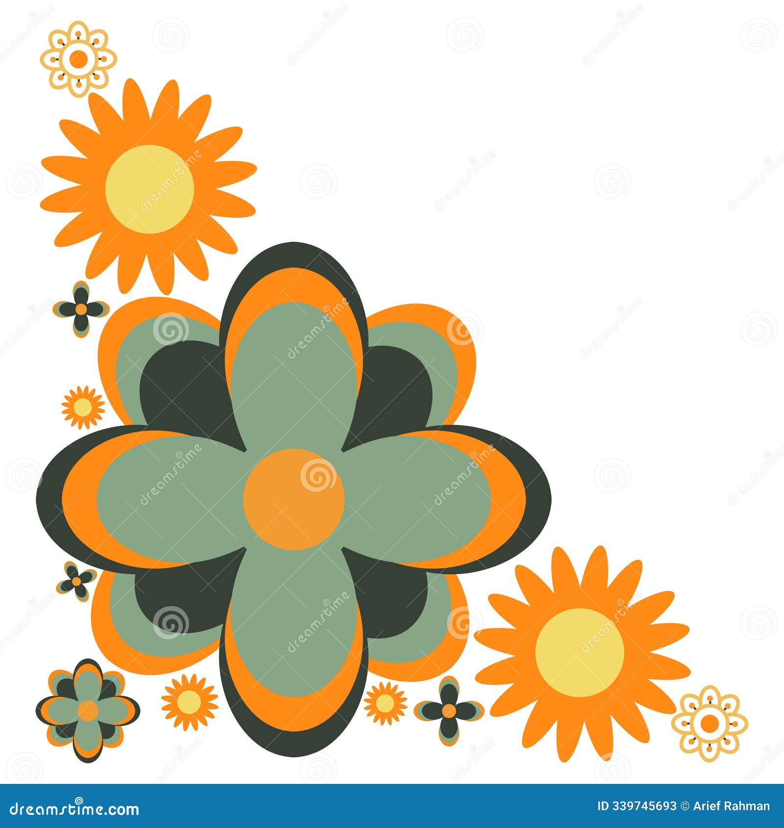 Colourful Flower Frame Corner Stock Illustration - Illustration of ...