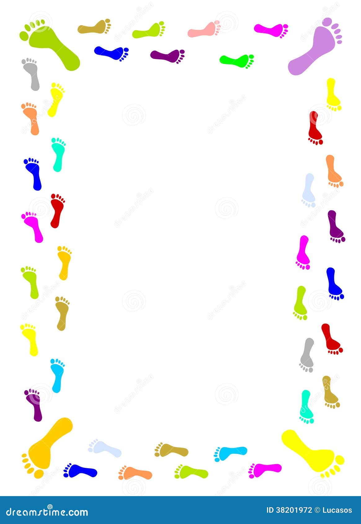 Colourful Foot Prints Border. Stock Illustration - Illustration of ...