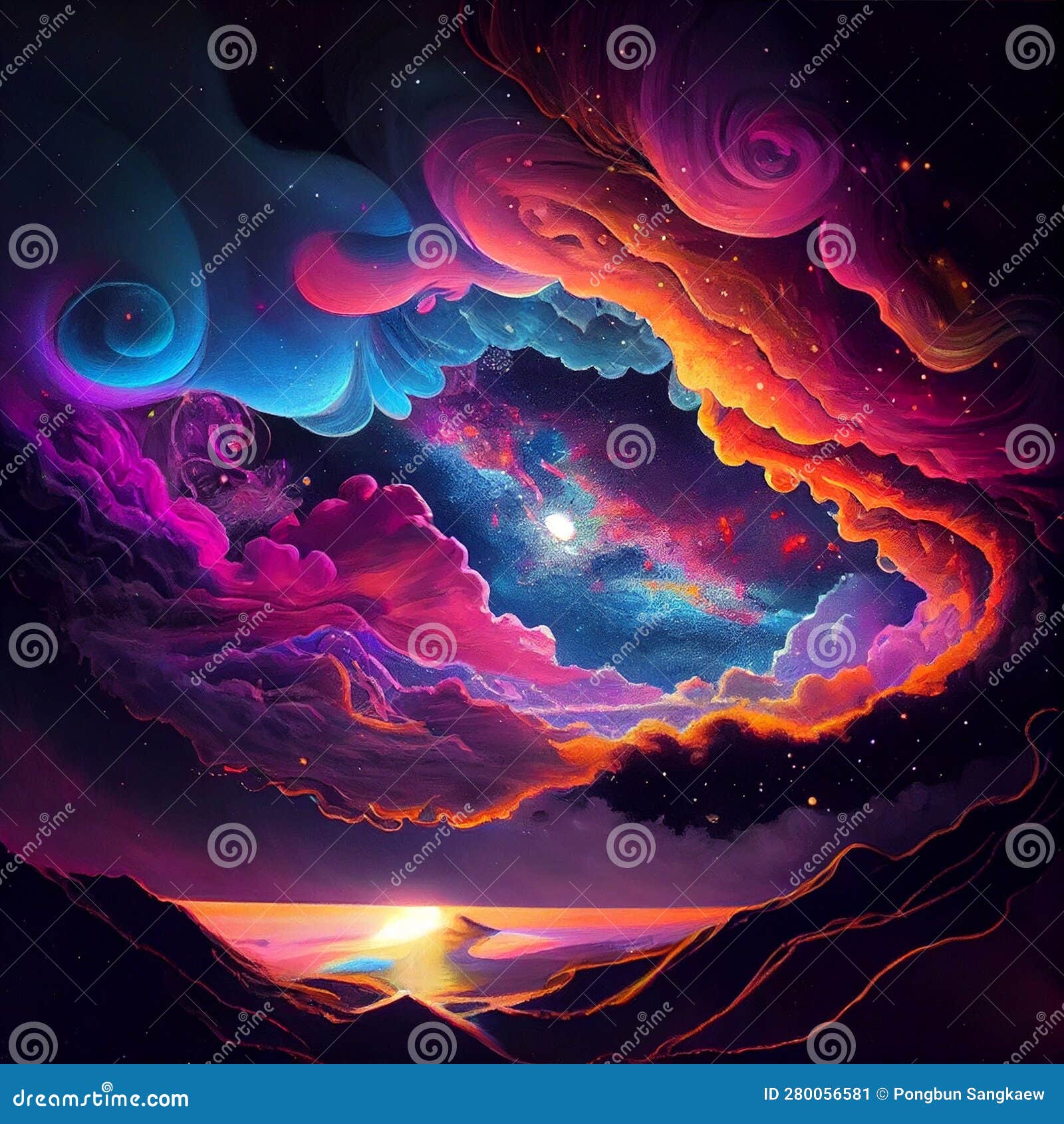 Colourful Galaxy Space Background. Glowing Stars In Space. Starry Night ...