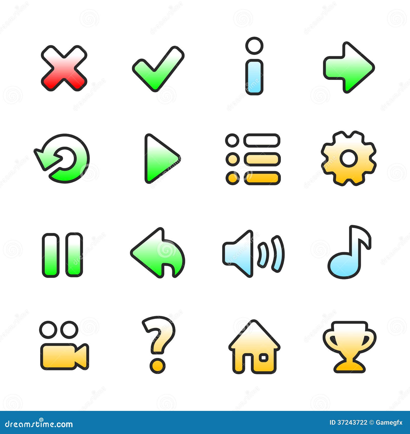 Colourful game icons stock vector. Illustration of symbol - 37243722