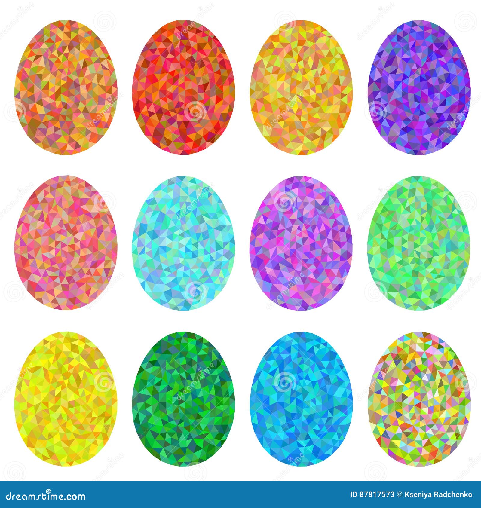 Colourful Geometric Mosaic Design Set with Eggs. Stock Vector ...