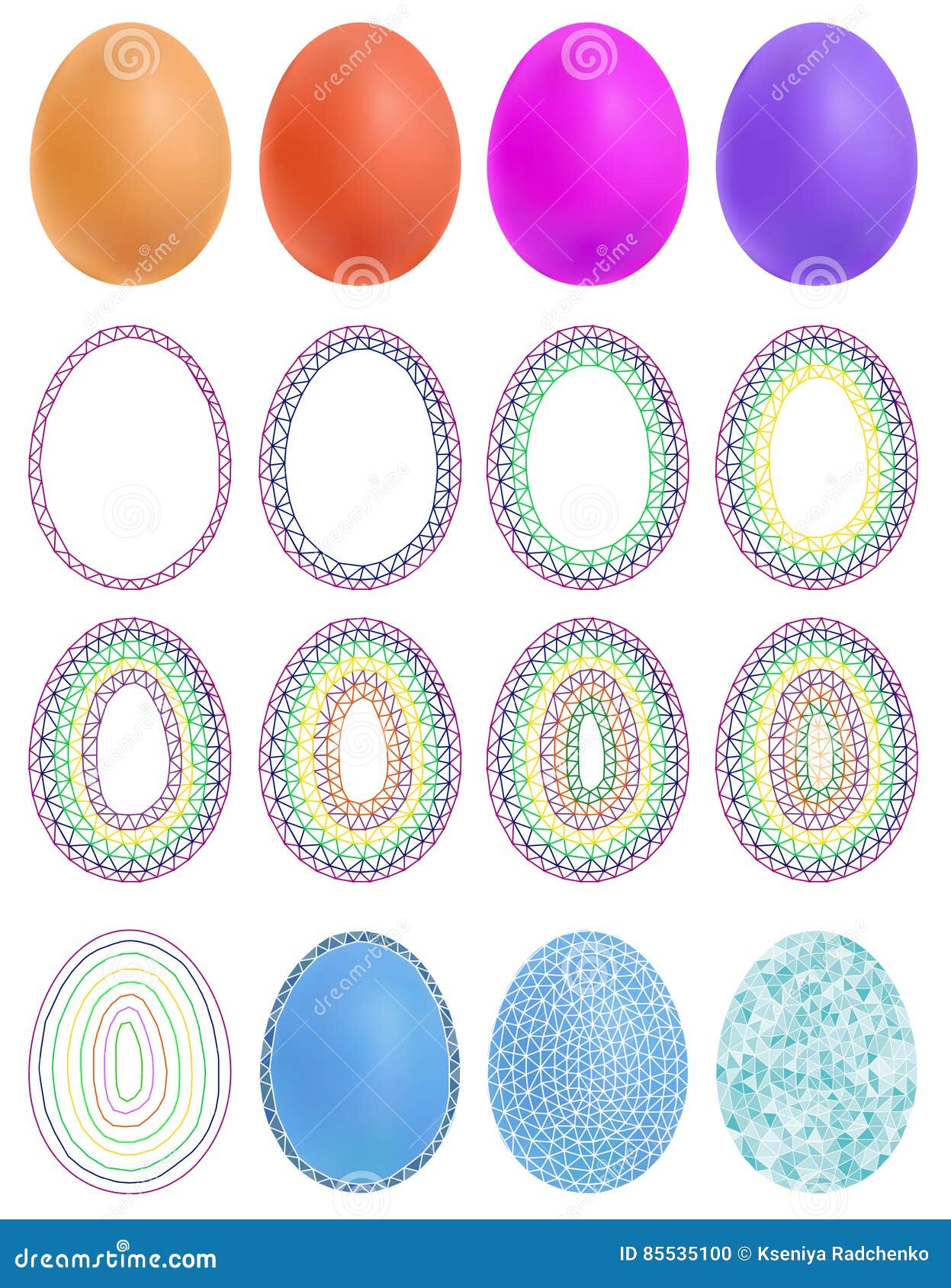 Colourful Geometric Mosaic Eggs. Stock Vector - Illustration of decor ...