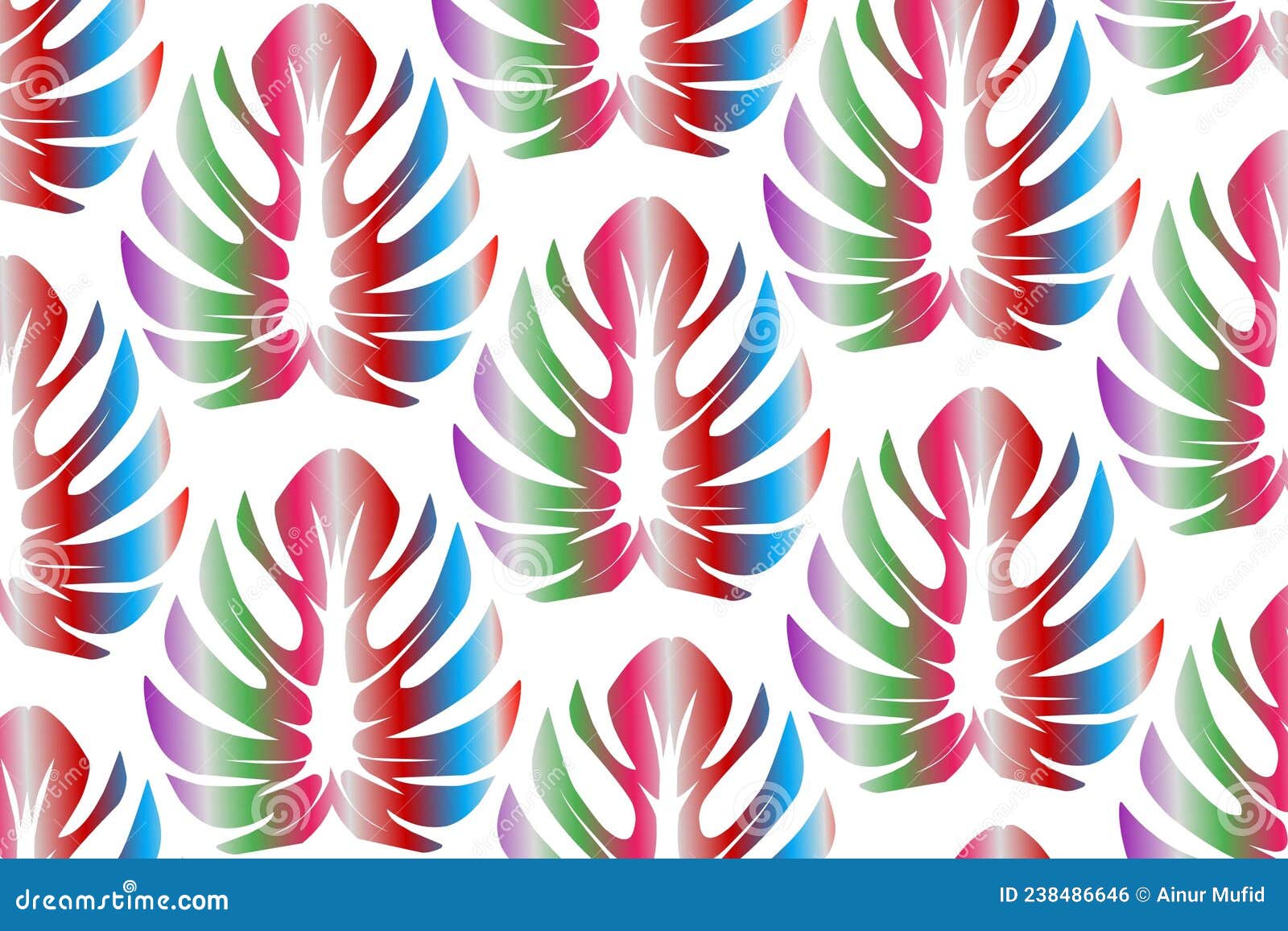 Colourful Gradient Pattern of Traditional Batik Ethnic Monstera Leaf ...