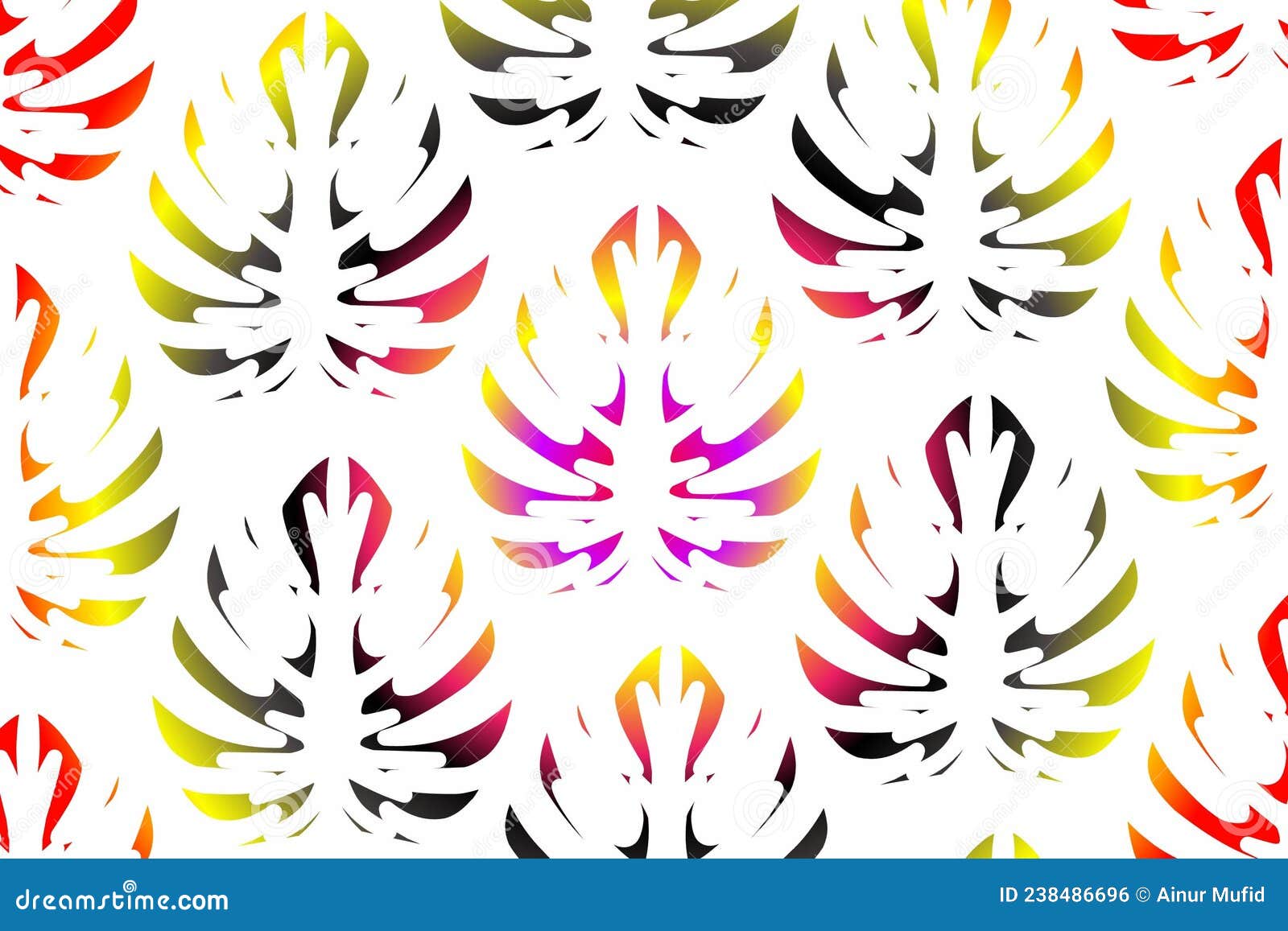 Colourful Gradient Pattern of Traditional Batik Ethnic Monstera Leaf ...