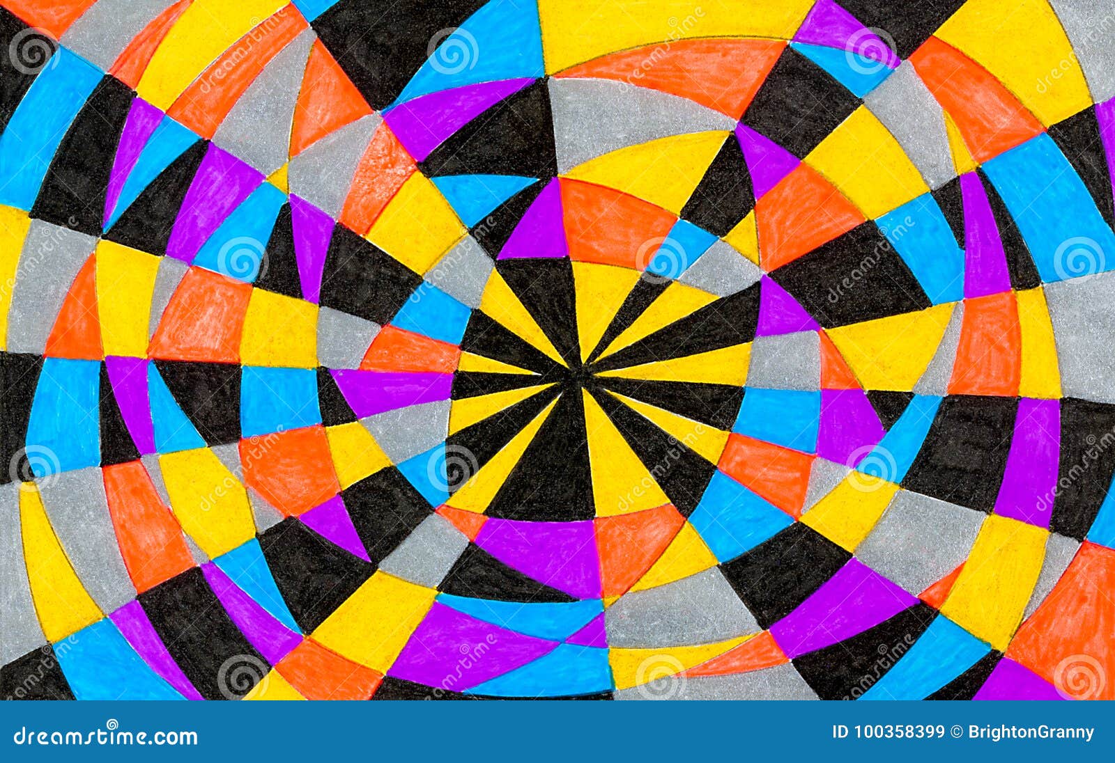Colourful Hand Drawn Concentric Pattern. Stock Illustration ...