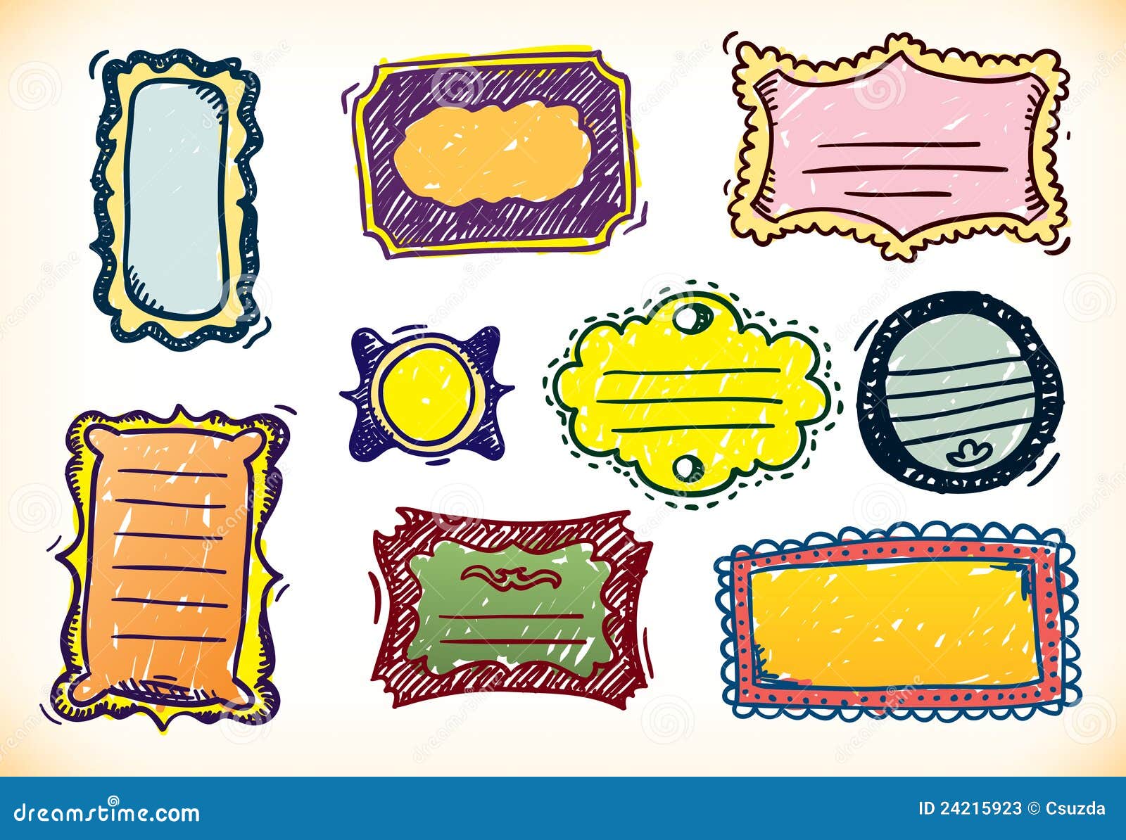 Colourful Hand Drawn Frames Stock Vector - Illustration of cartoon ...