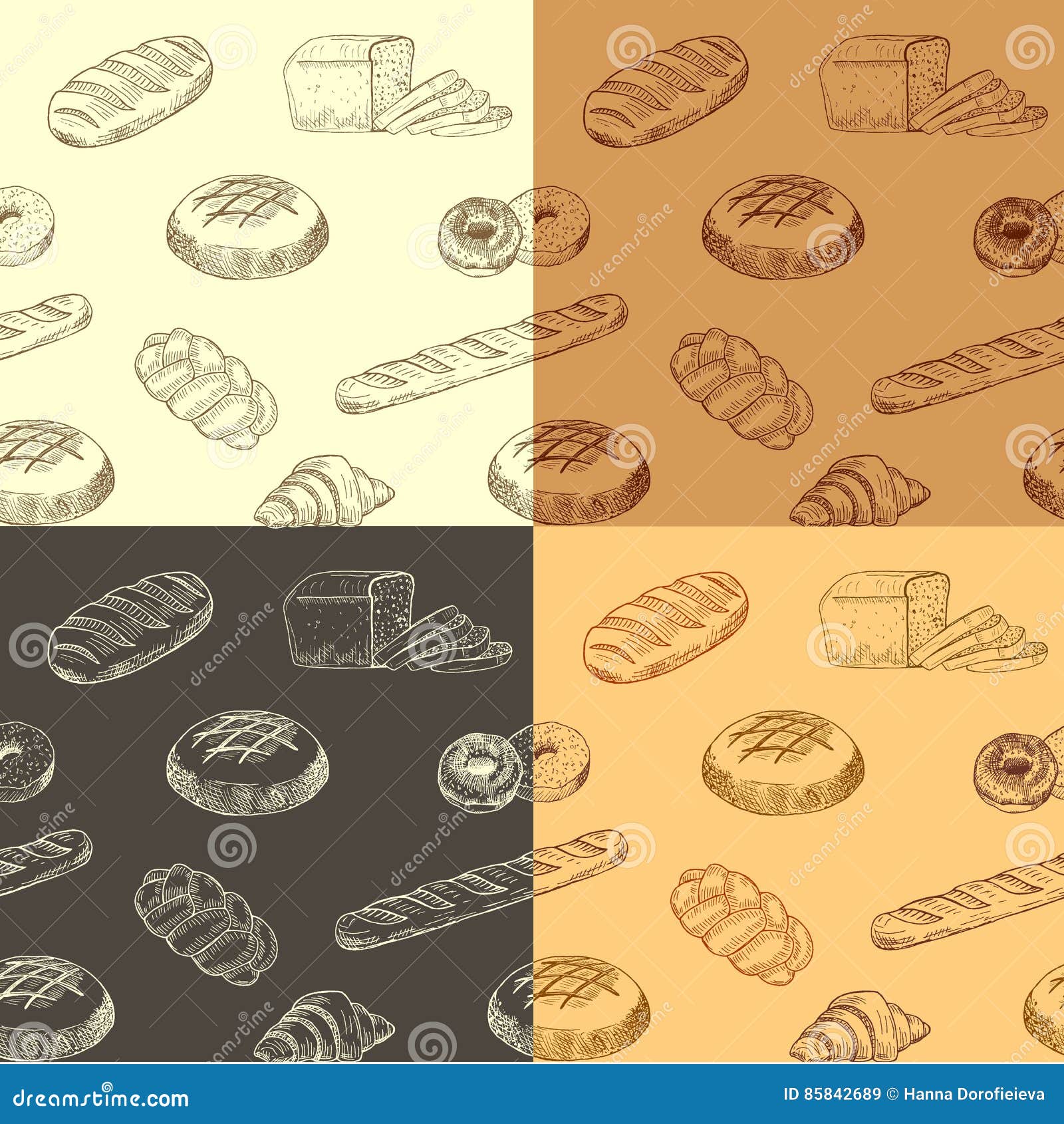 Colourful Hand Drawn Pattern with Realistic Baking. Stock Vector ...