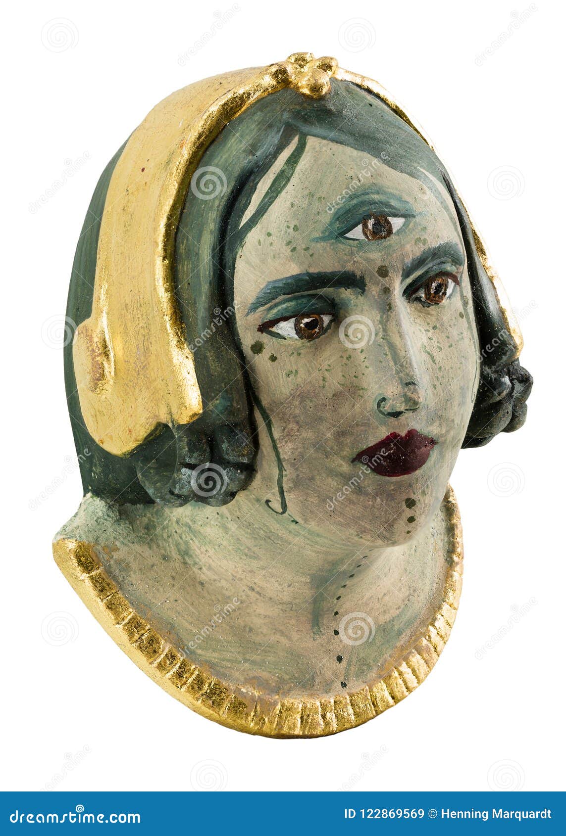 Colourful Handcrafted Small Plaster Bust Stock Image - Image of design ...