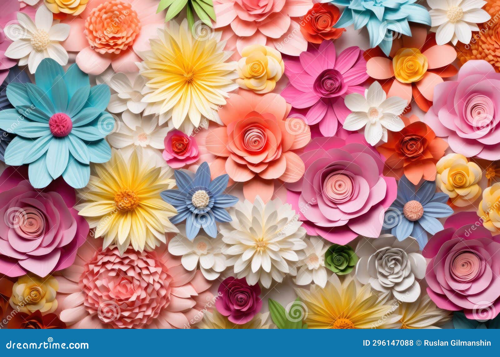Colourful Handmade Paper Flowers on Background Stock Illustration ...