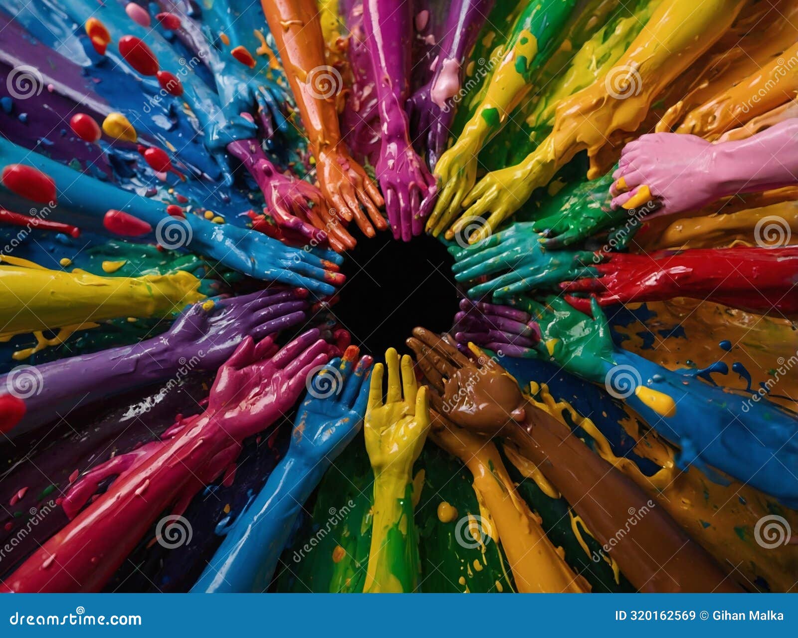 Colourful Hands on Deck Team Work Concept Stock Illustration ...