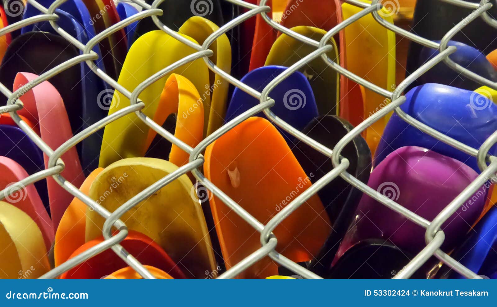 Colourful Hanger in Iron Net Storage Stock Photo - Image of iron ...