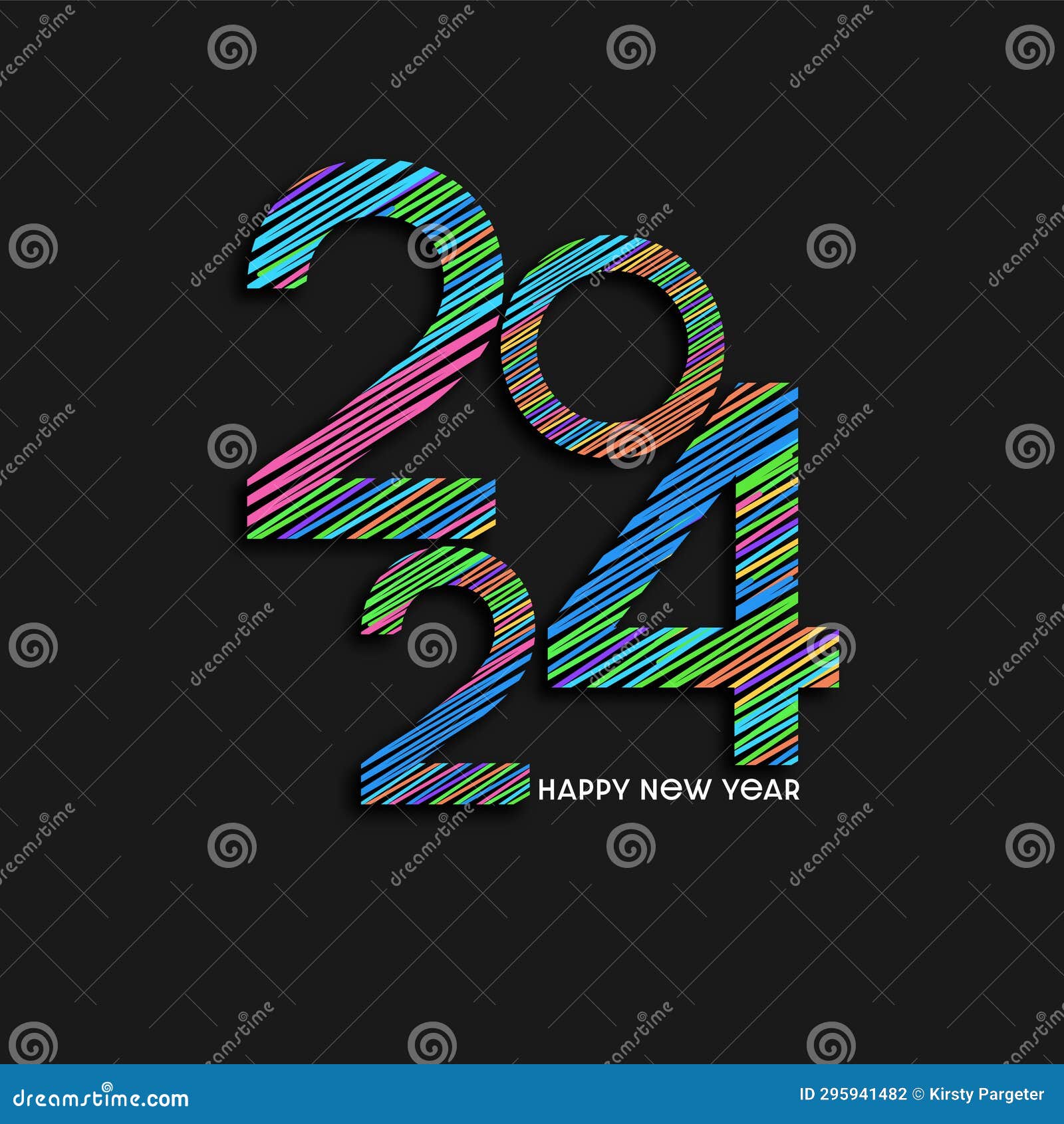 Colourful Happy New Year Background with Scribble Design Stock ...