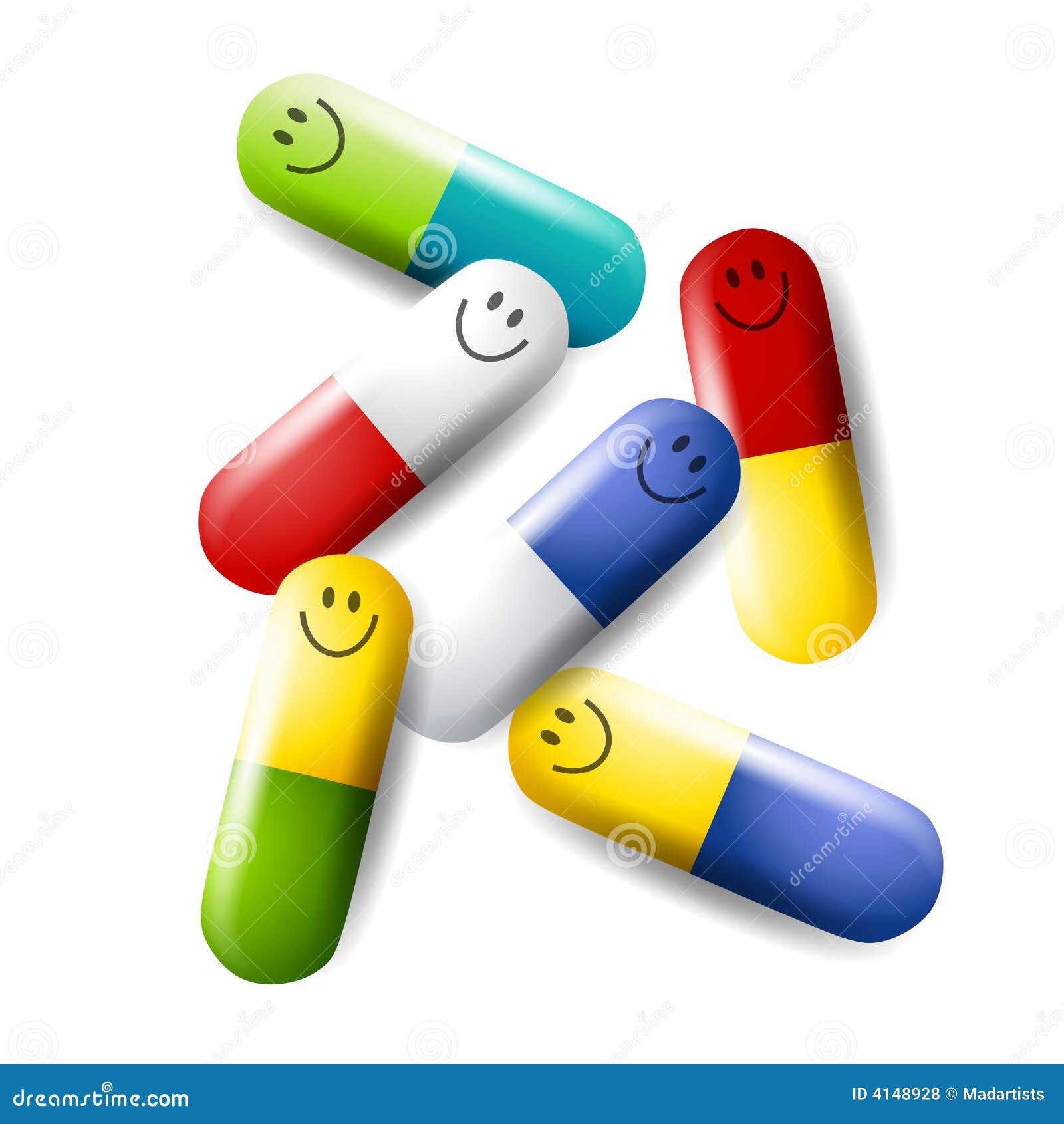 Colourful Happy Pills Medications Stock Illustration - Illustration of ...