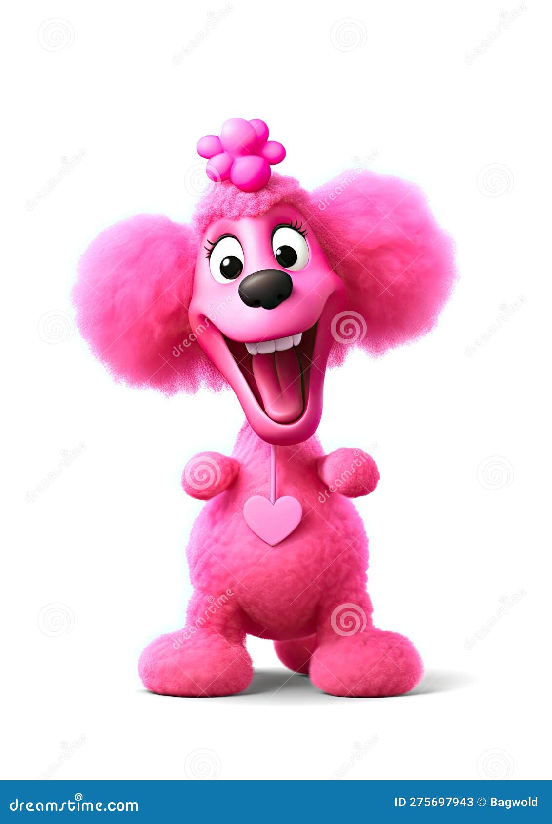Colourful Happy Pink Poodle Generative AI Illustration Stock ...