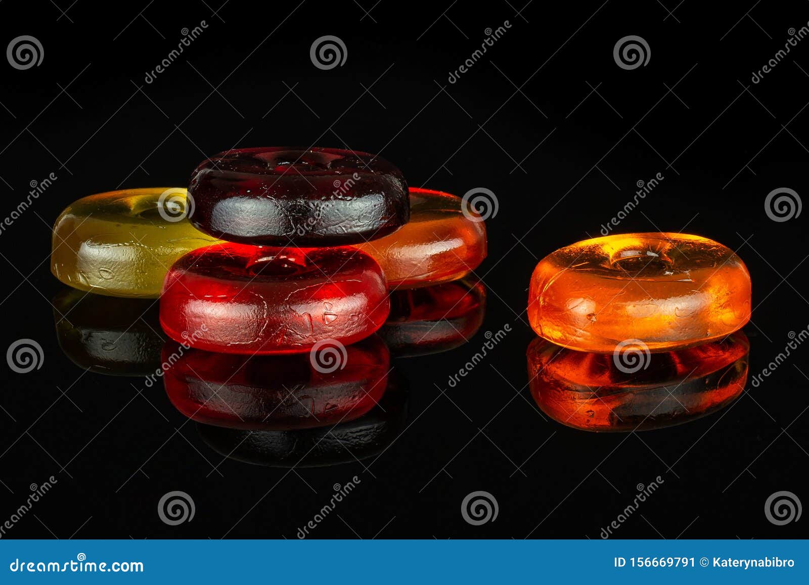 Colourful Hard Candy Isolated on Black Glass Stock Image - Image of ...