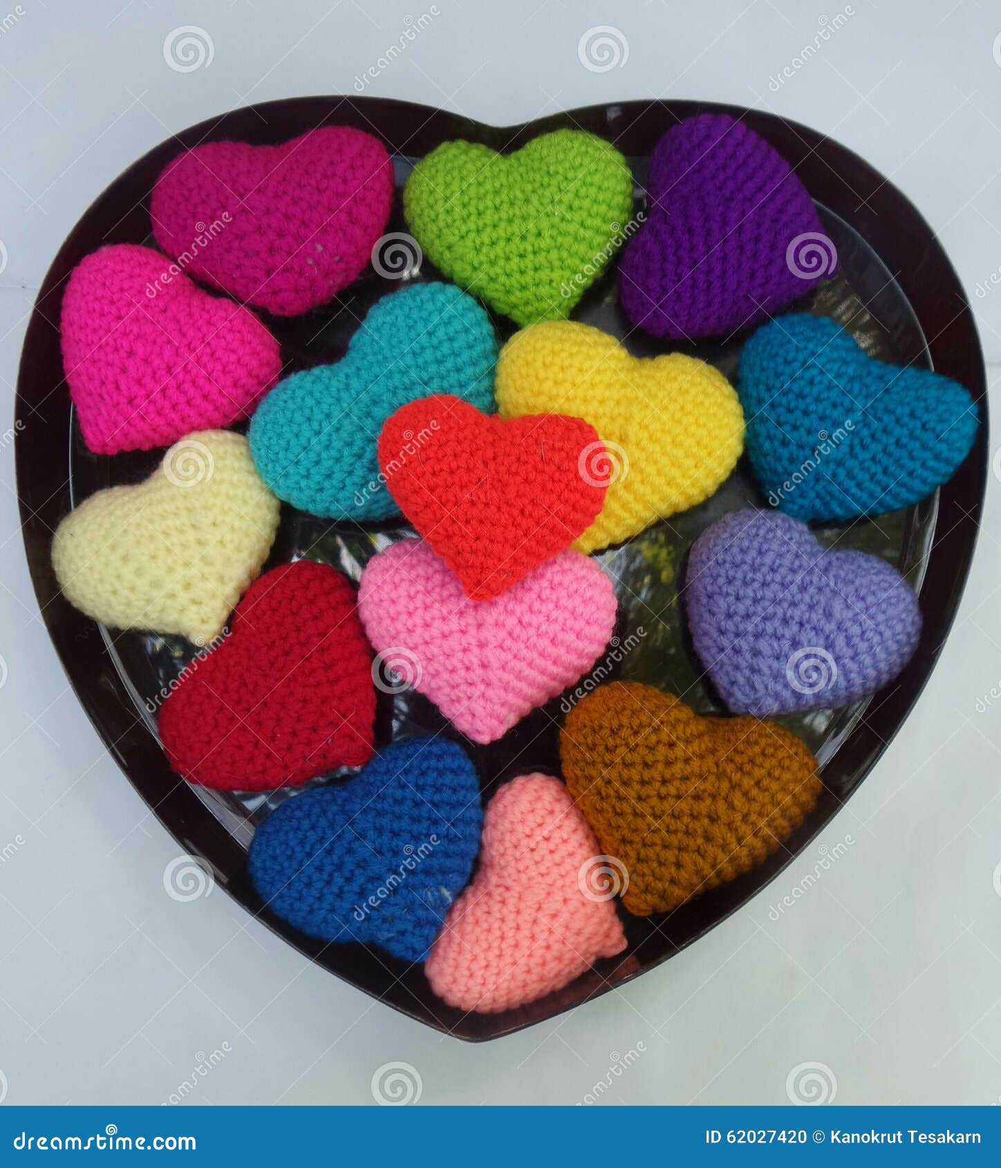 Colourful Love Valentine Hearts in One Big Heart Frame Tray Stock Photo ...