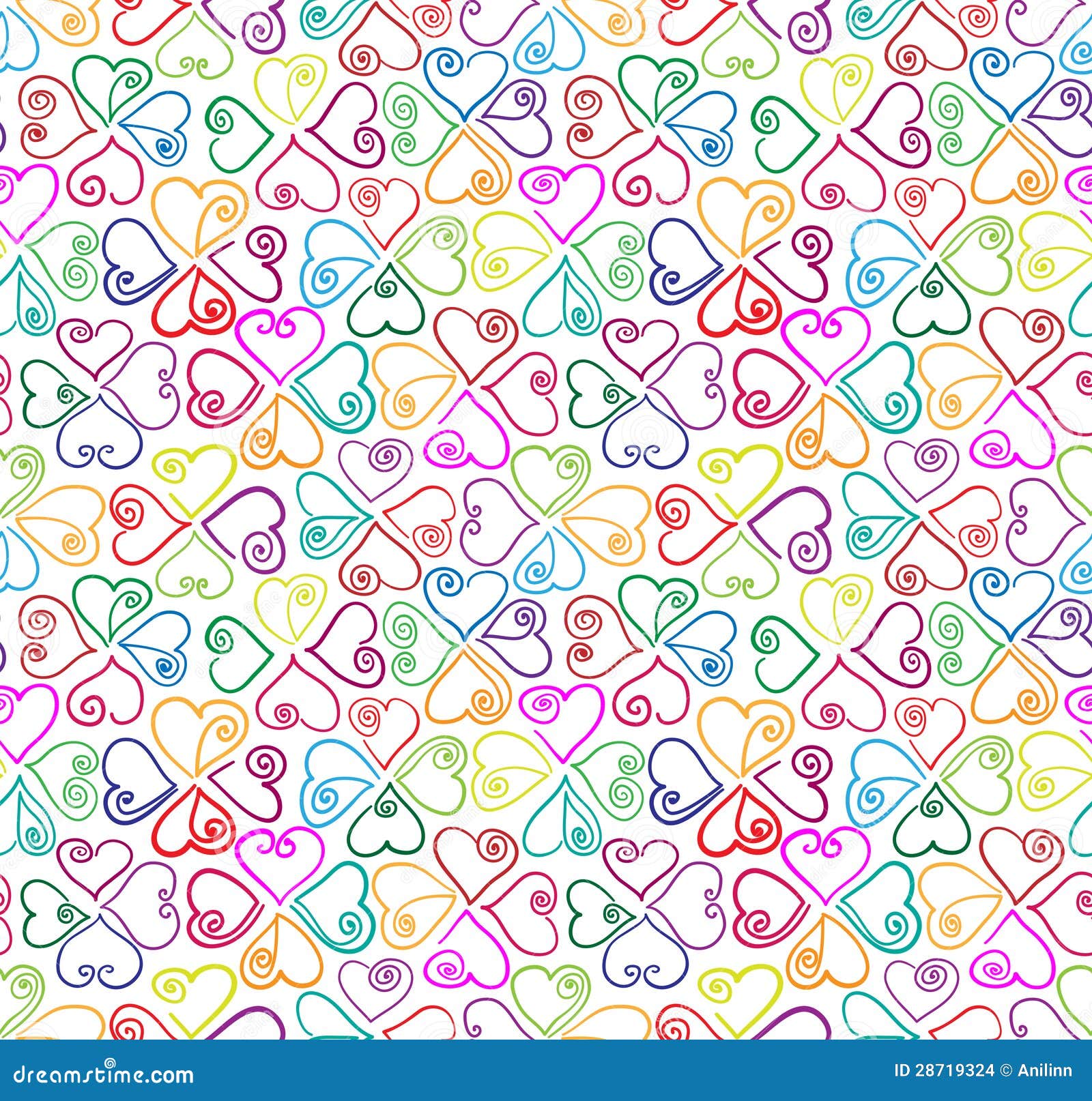Colourful Hearts Seamless Pattern. Stock Vector - Illustration of ...