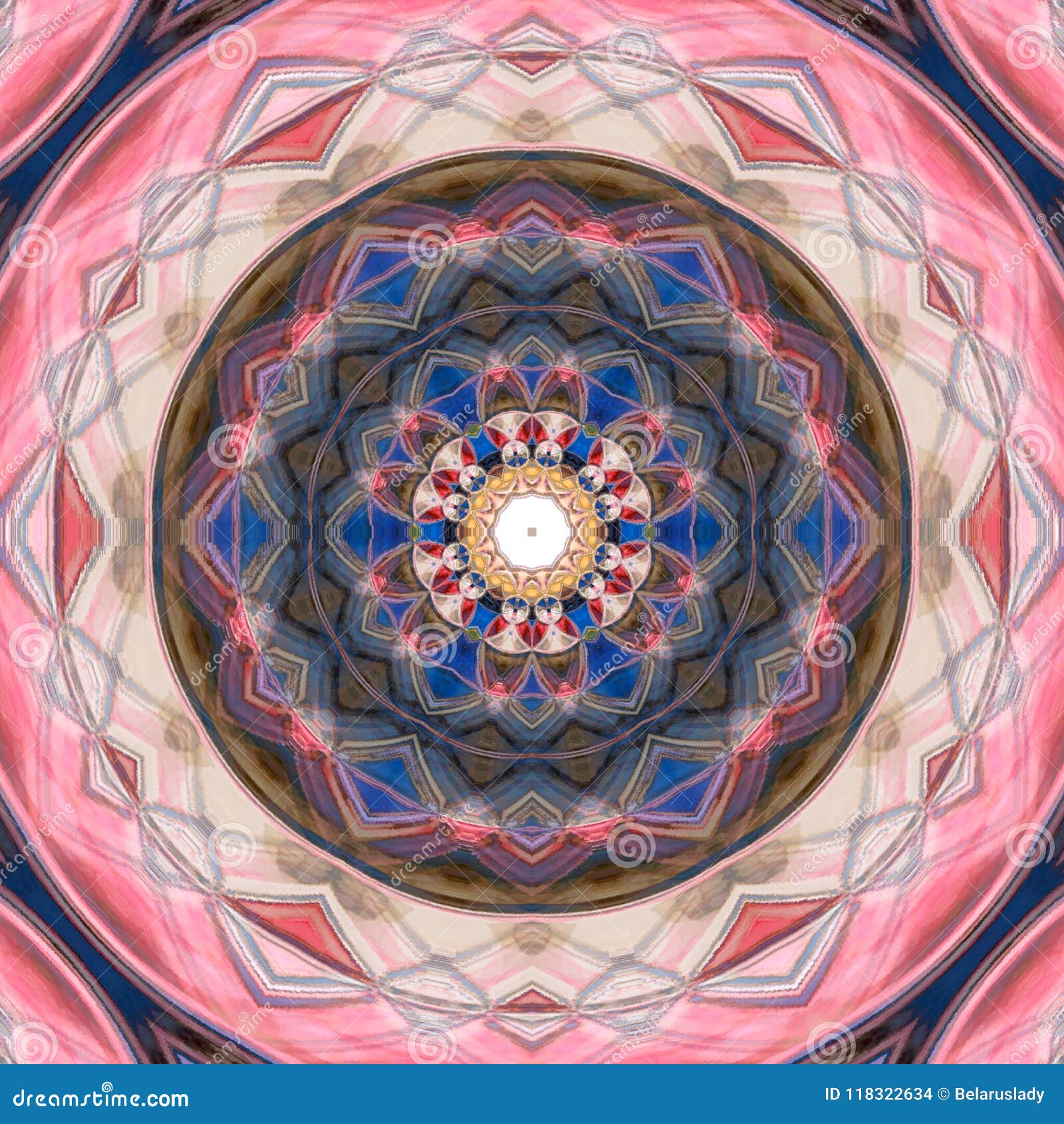 Colourful Henna Mandala Background in Blue and Pink Stock Illustration ...