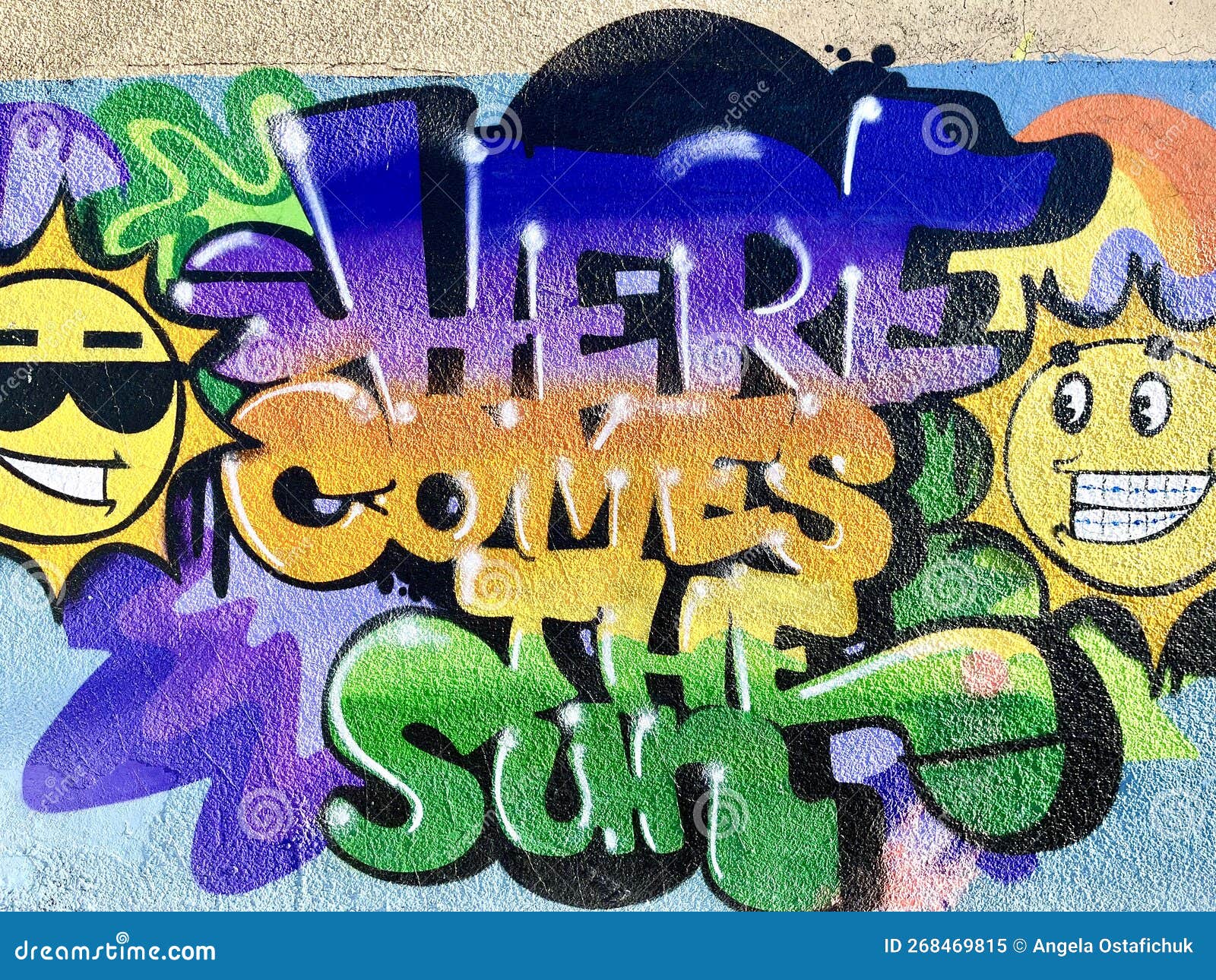 Edmonton, Canada-February 4, 2023: Here Comes the Sun Graffiti ...