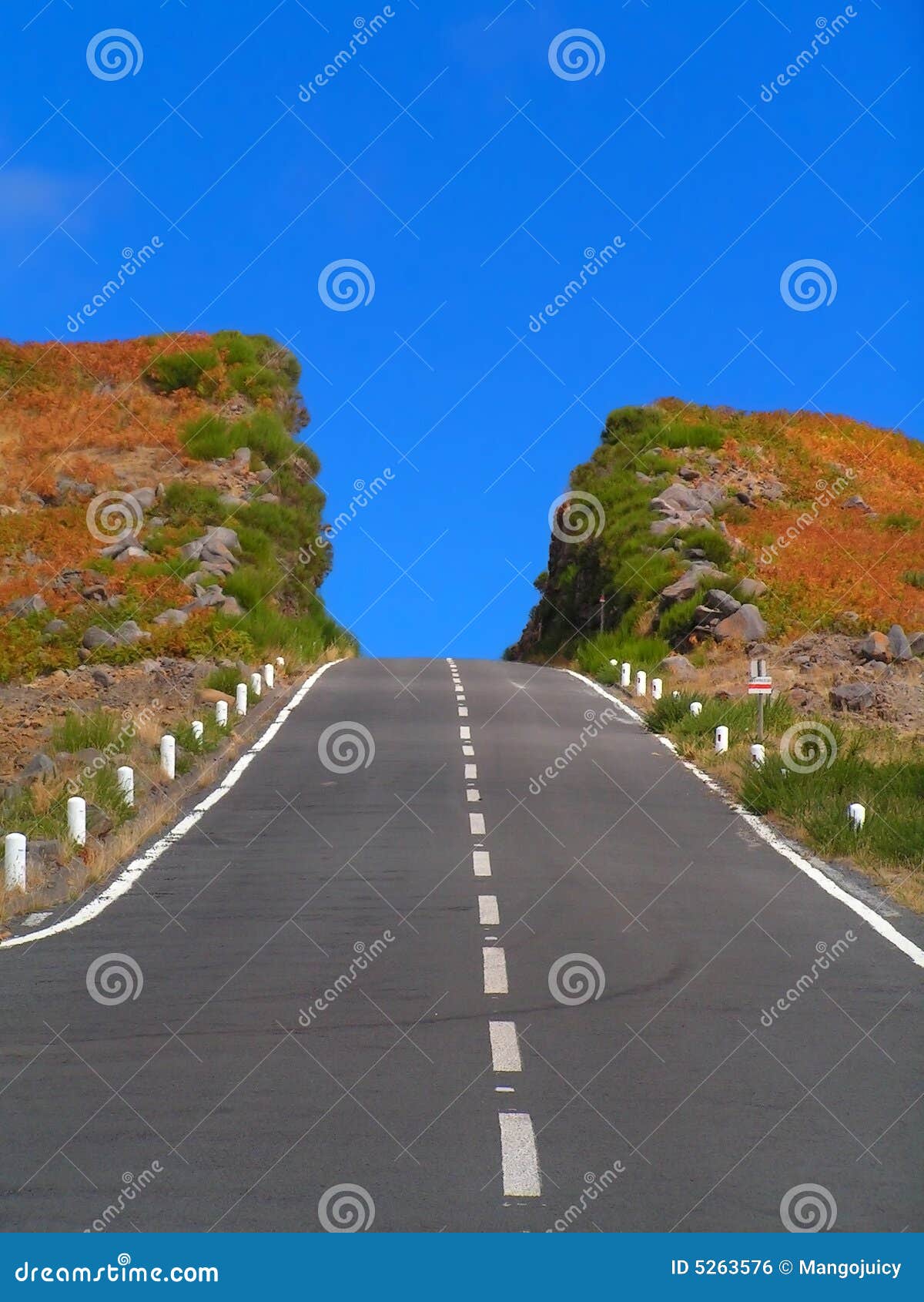 The Colourful Hill Deeply Cut by the Road. Madeira Stock Photo - Image ...